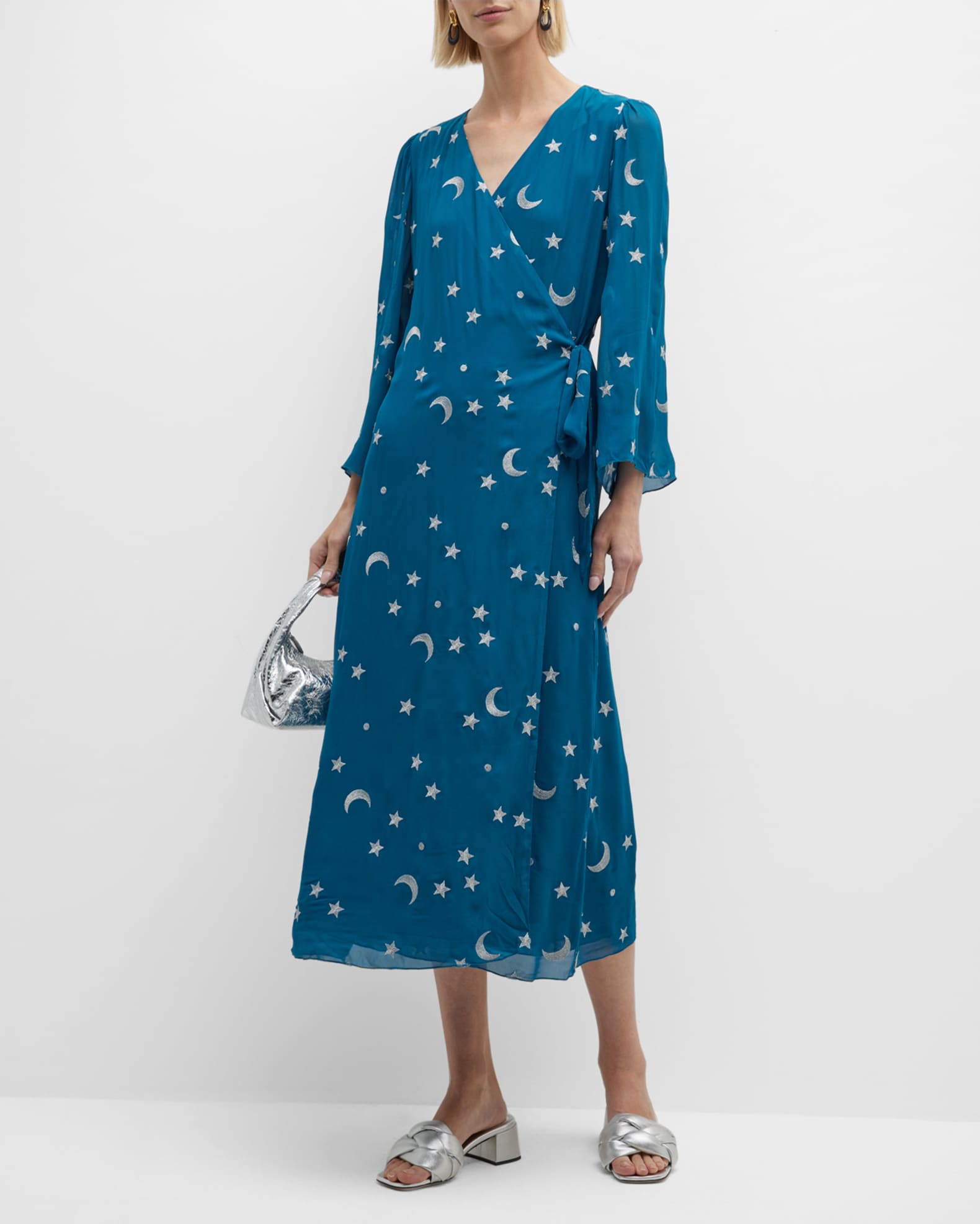 Johnny Was Starry Night Midi Wrap Dress | Neiman Marcus