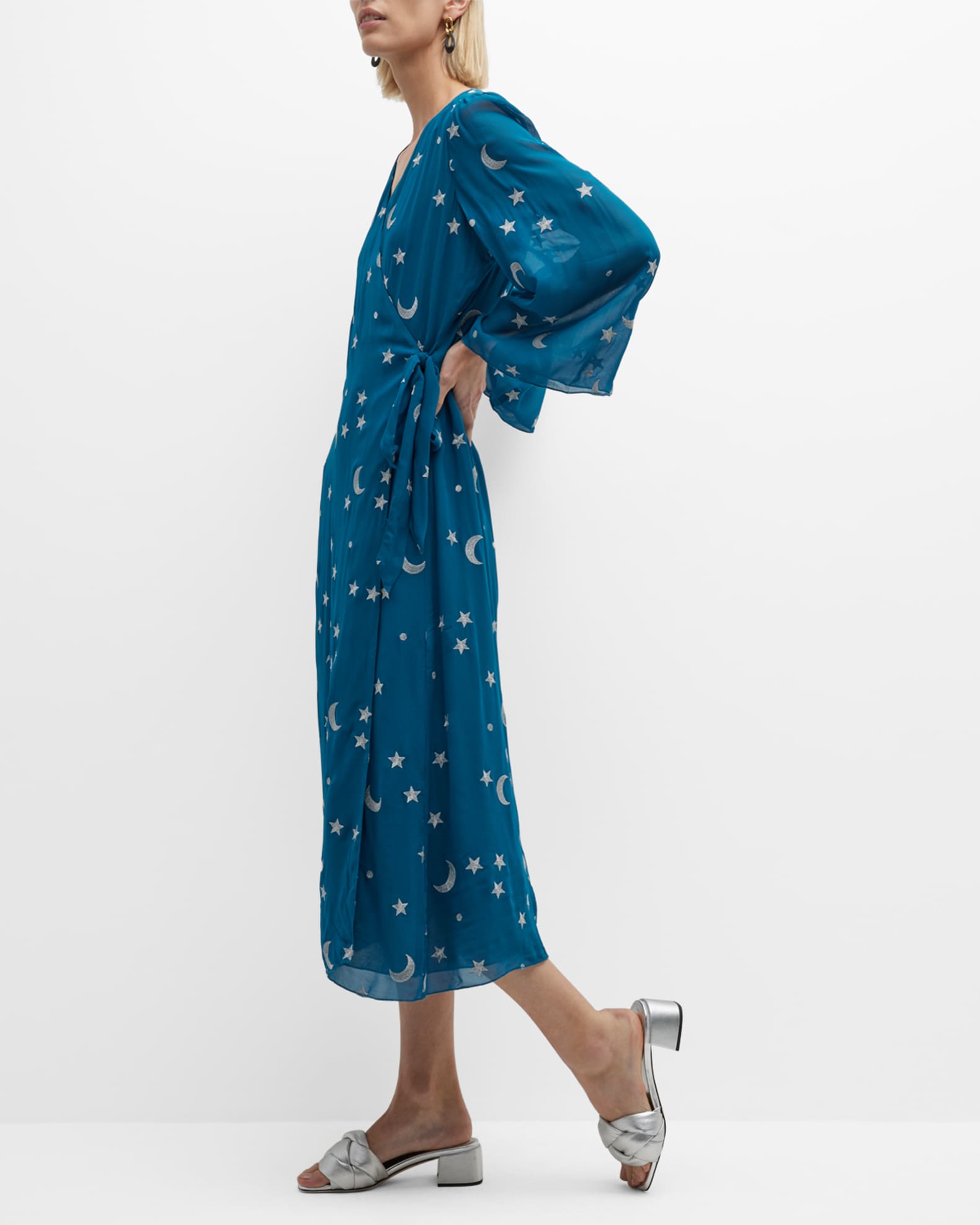 Johnny Was Starry Night Midi Wrap Dress | Neiman Marcus