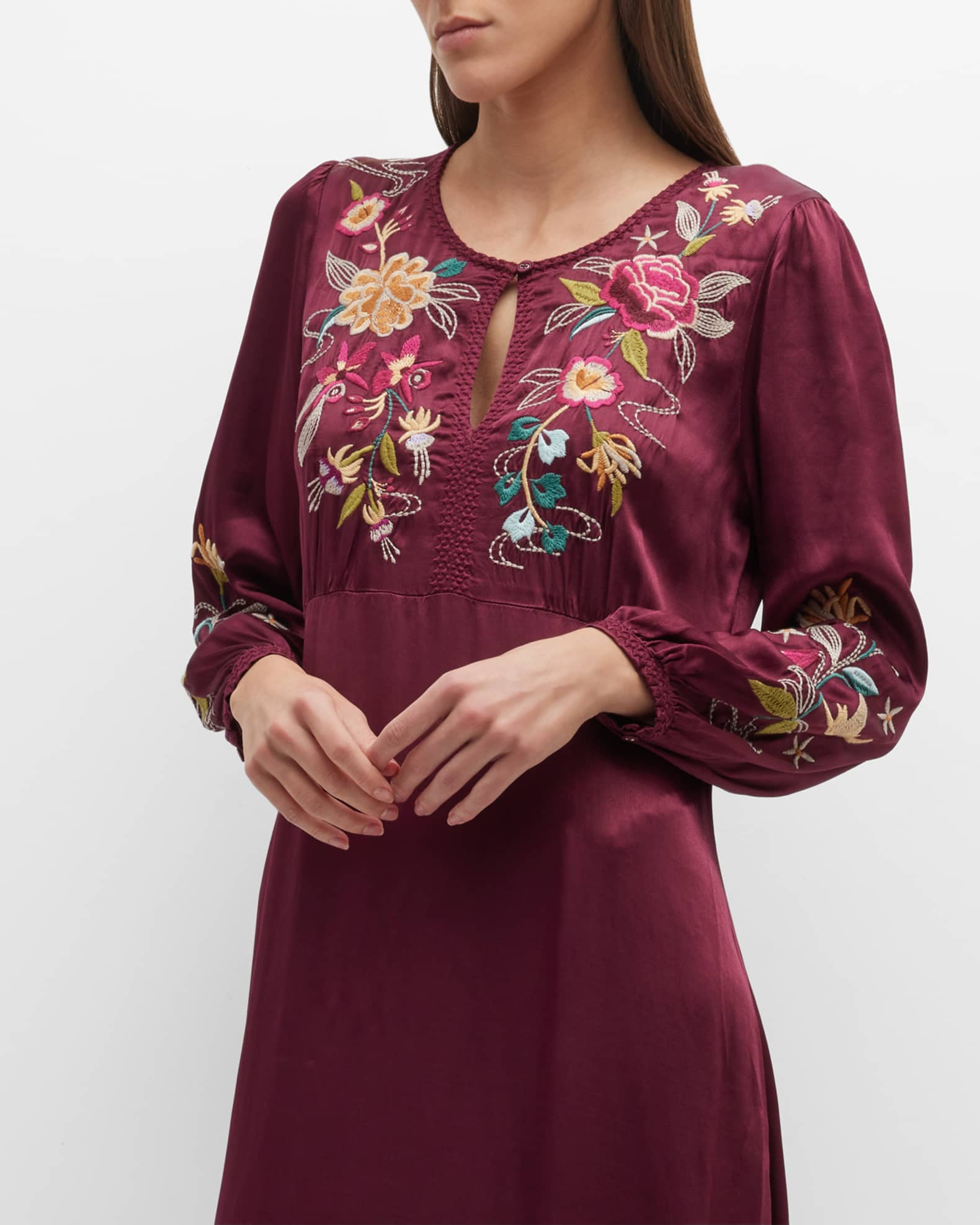 Johnny Was Lani Effortless Embroidered Maxi Dress | Neiman Marcus