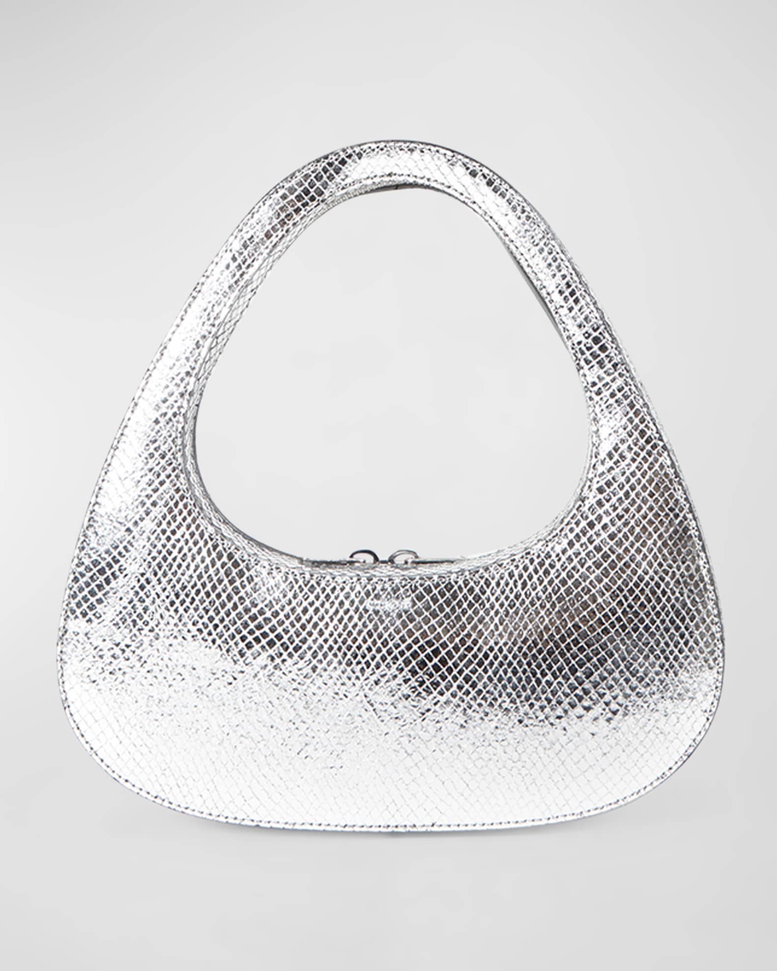 Coperni Swipe Metallic Python-Embossed Shoulder Bag | Neiman Marcus