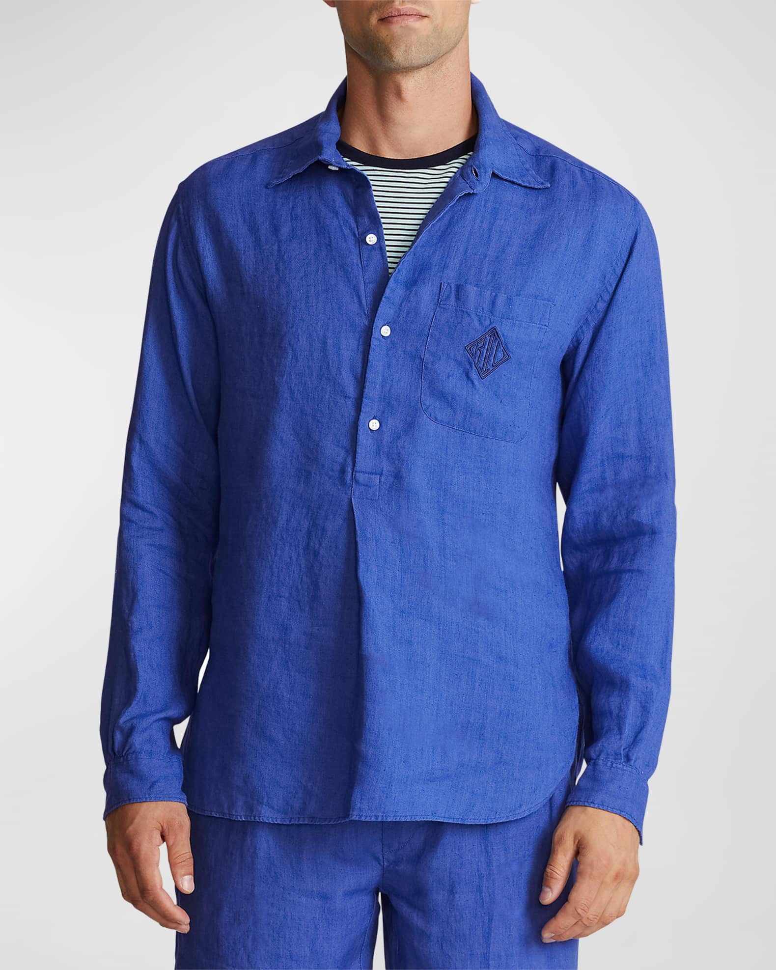 Ralph Lauren Purple Label Men's Ryland Deco Linen Tunic | Neiman Marcus