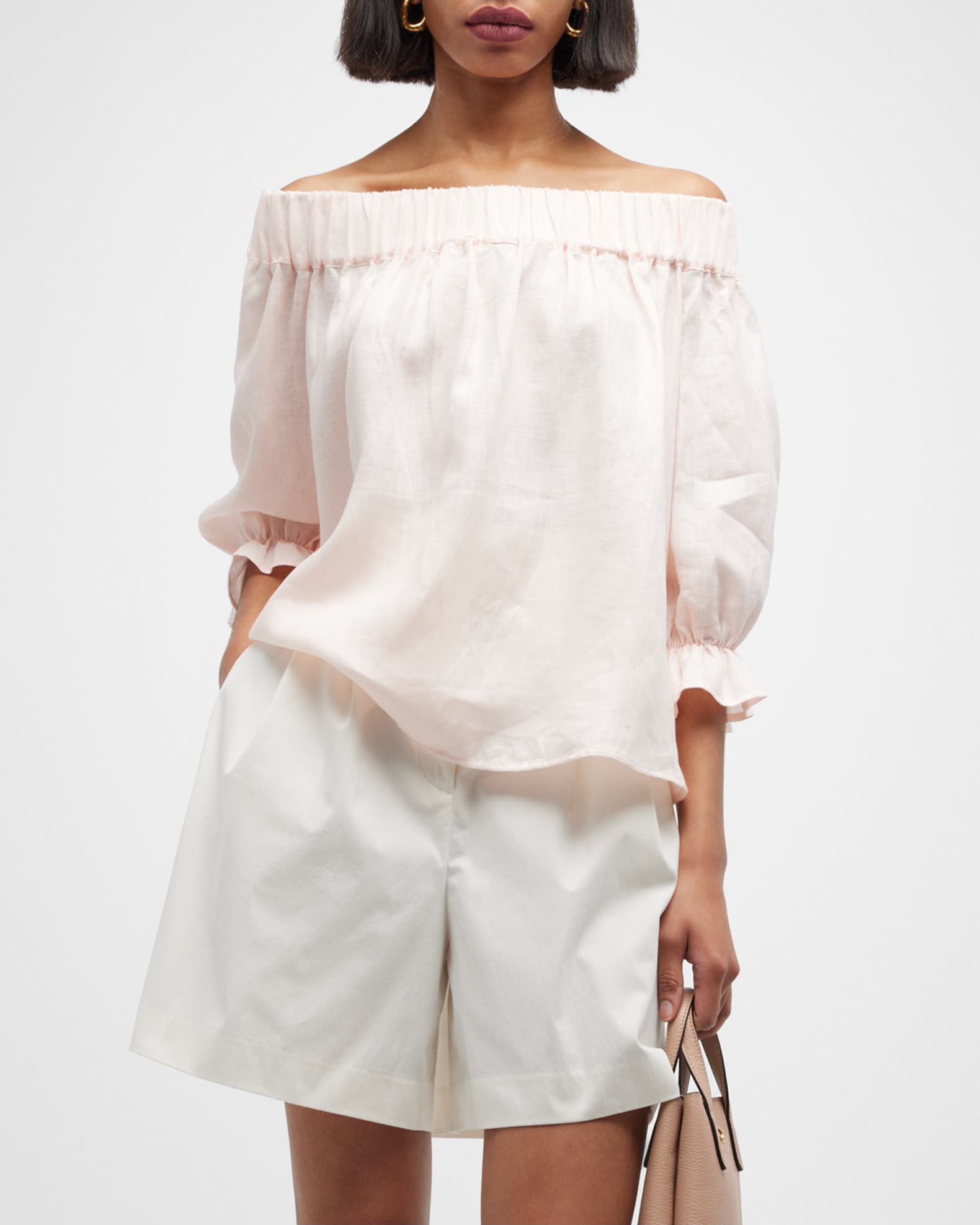 Harshman Gruner Off-Shoulder Puff-Sleeve Blouse | Neiman Marcus