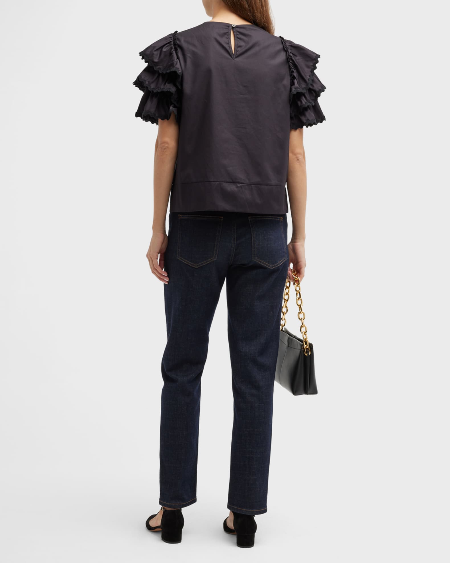 Harshman Juliette Flutter-Sleeve Cotton Blouse | Neiman Marcus