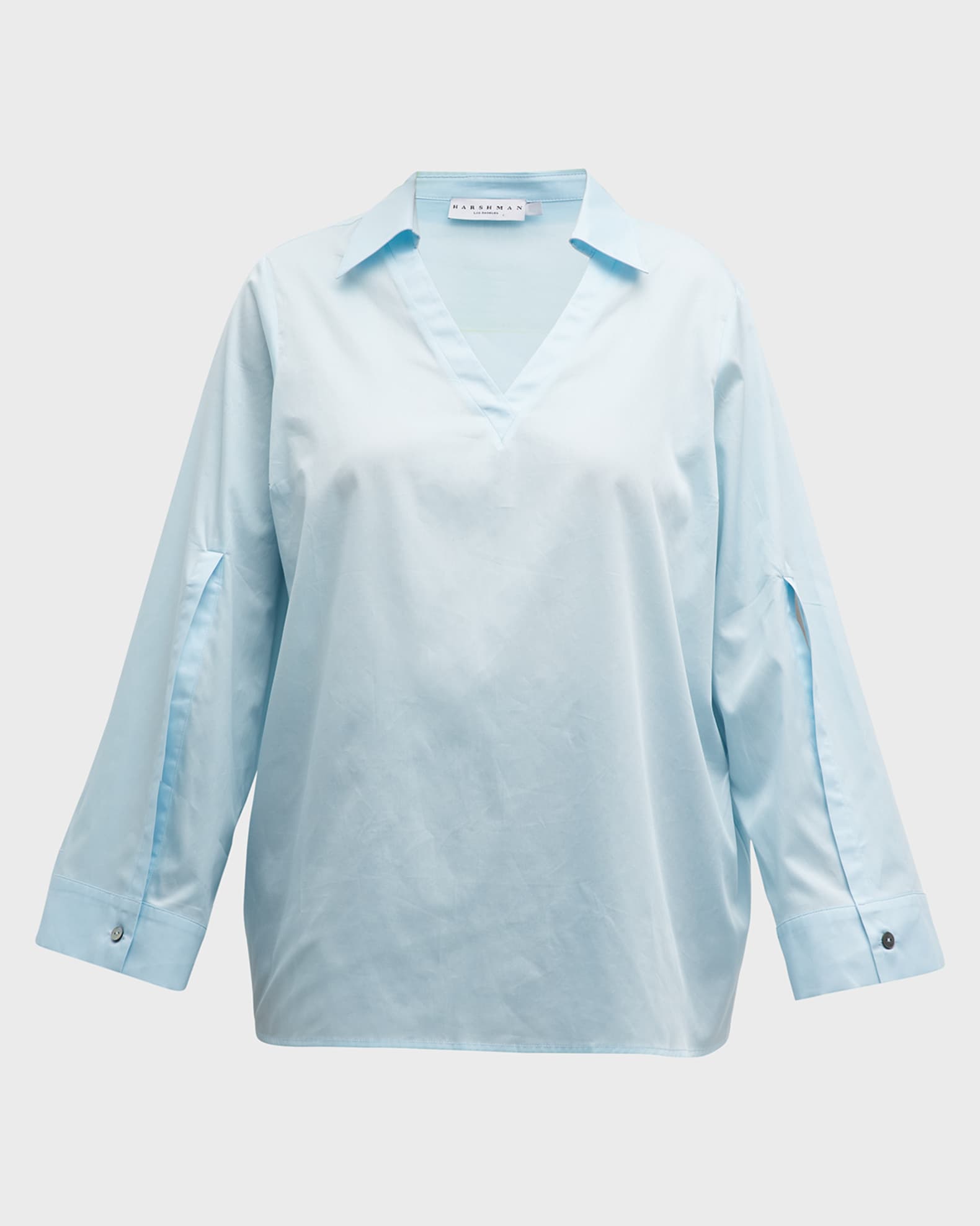 Harshman Plus Size Lilou Split Sleeve V Neck Blouse Neiman Marcus