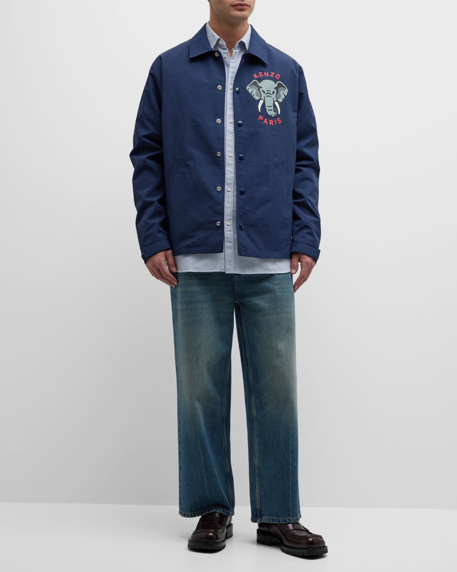 Kenzo Men's Elephant Nylon Coach Jacket | Neiman Marcus