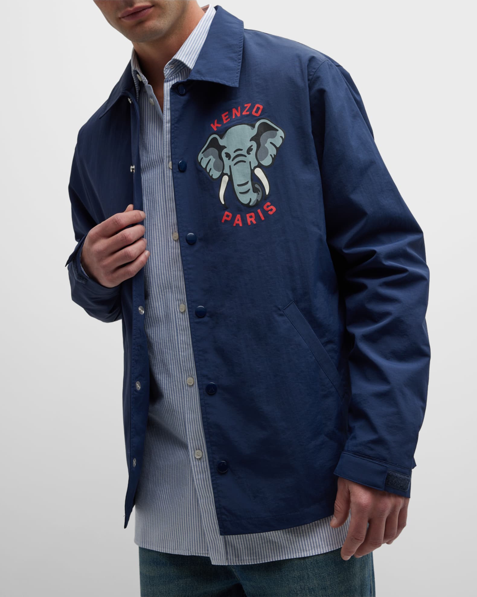 Kenzo Men's Elephant Nylon Coach Jacket | Neiman Marcus