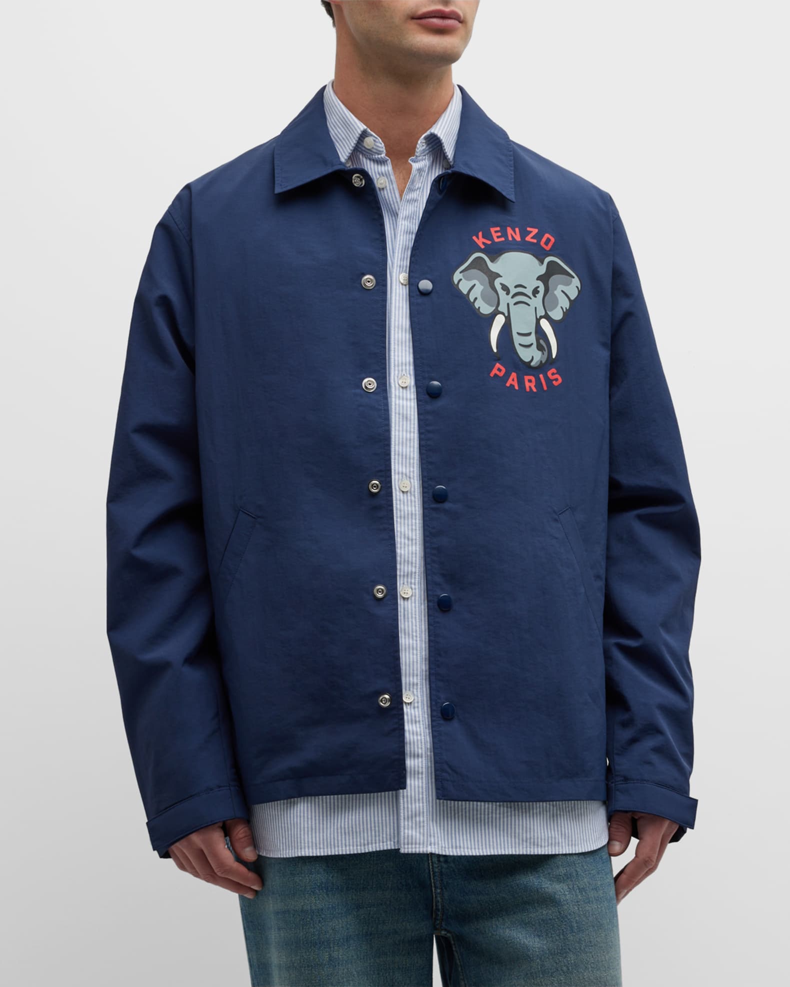 Kenzo Men's Elephant Nylon Coach Jacket | Neiman Marcus