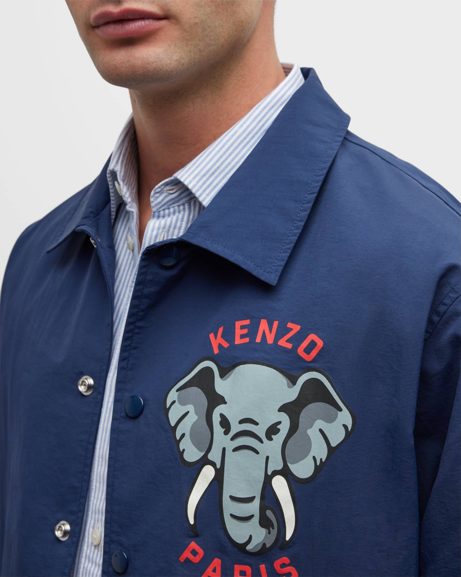 Kenzo Men's Elephant Nylon Coach Jacket | Neiman Marcus