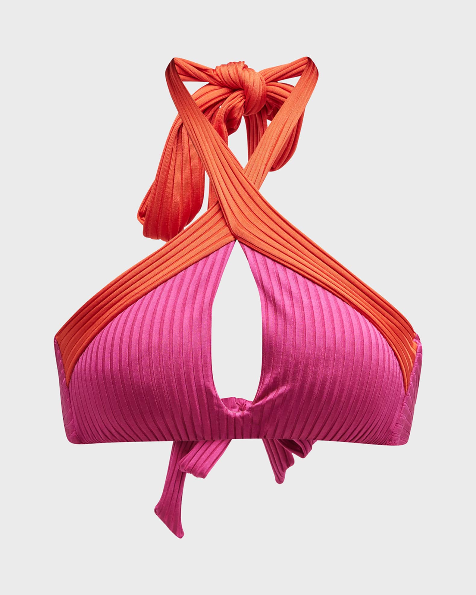 Trina Turk Olympia Rib Crossover Bikini Top | Neiman Marcus