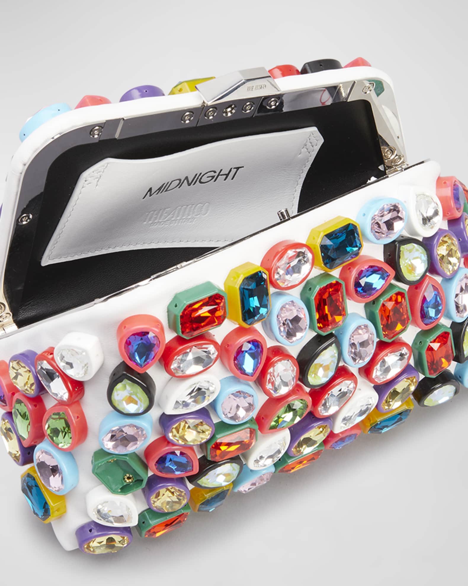 The Attico Midnight Jewel Leather Clutch Bag | Neiman Marcus