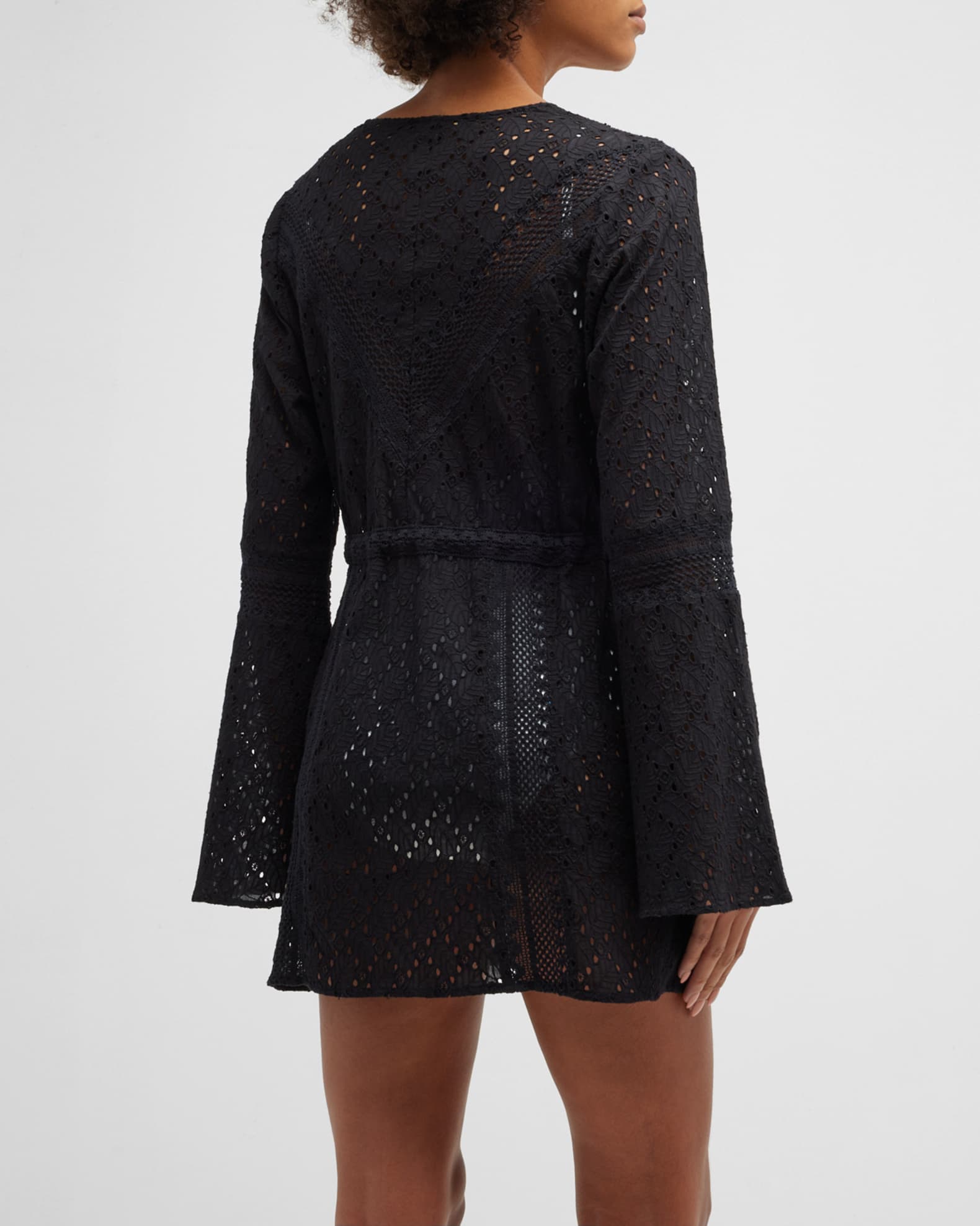 Ramy Brook Simona Eyelet Embroidered Coverup Mini Dress | Neiman Marcus