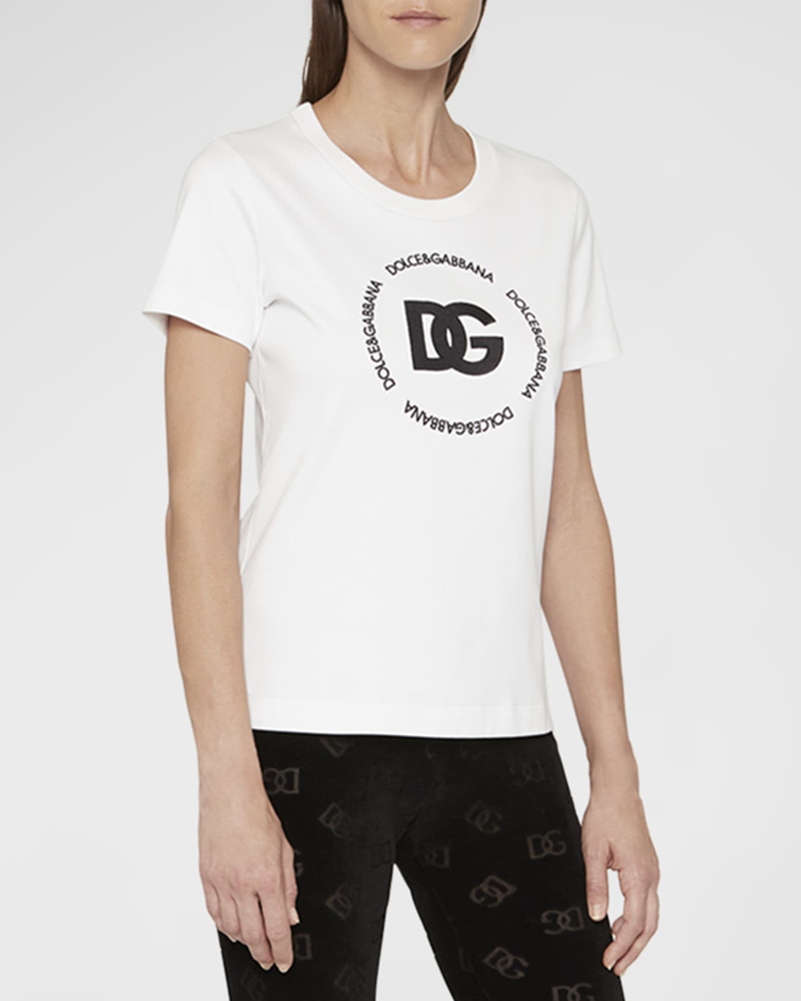 Dolce&Gabbana Interlock Jersey T-Shirt With DG Logo Embroidery | Neiman ...