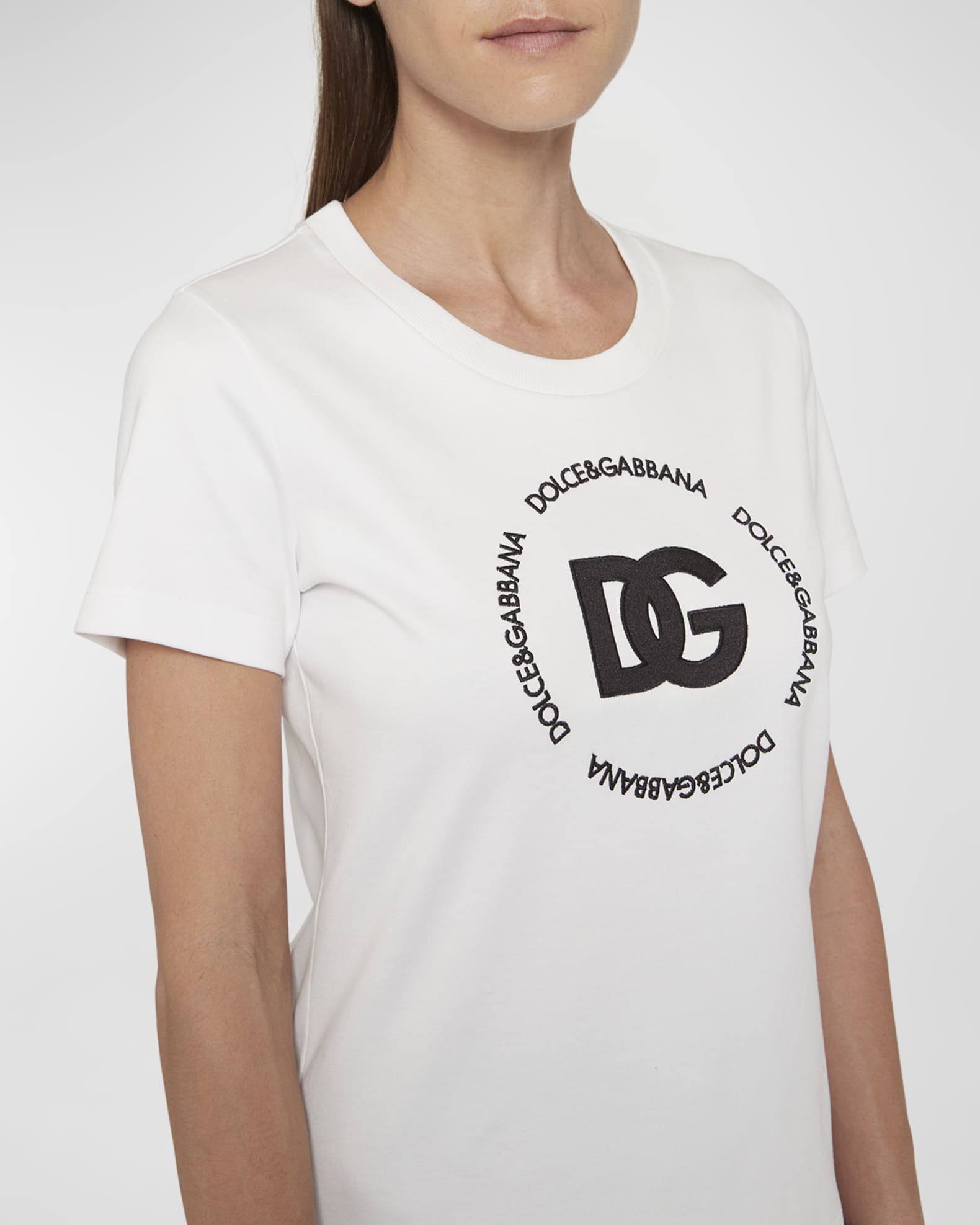 Dolce&Gabbana Interlock Jersey T-Shirt With DG Logo Embroidery | Neiman ...