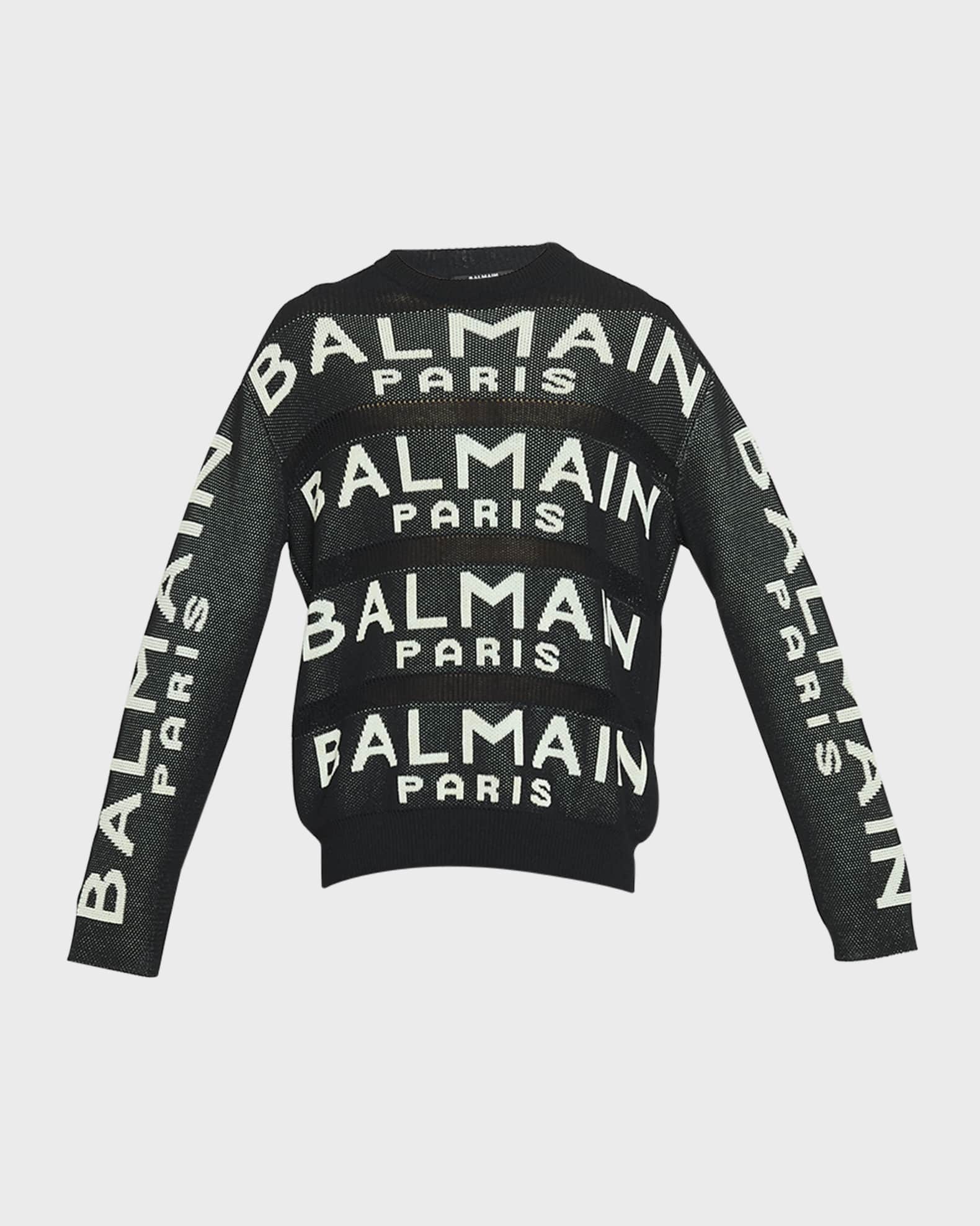 Balmain Men's Logo Intarsia Sweater | Neiman Marcus
