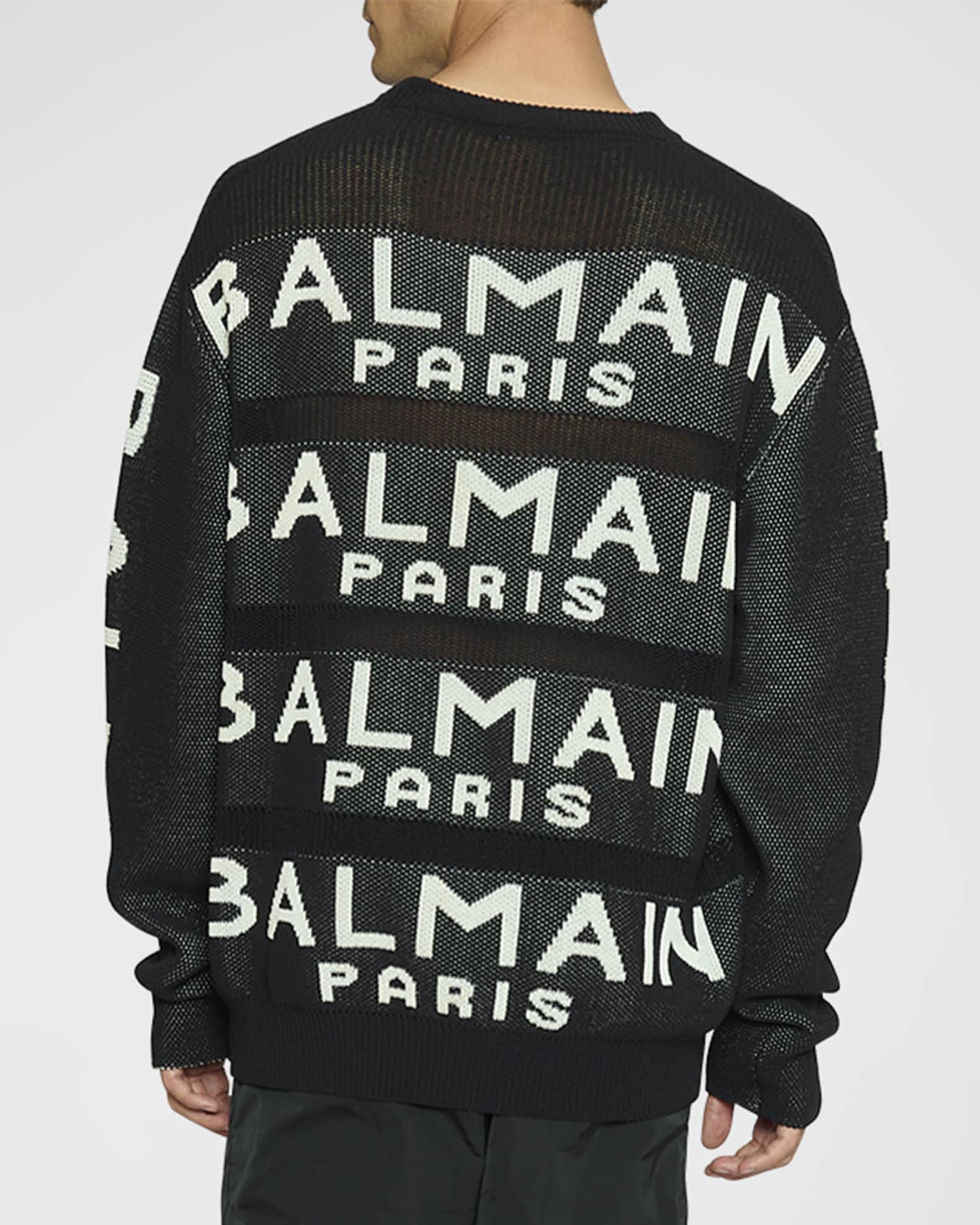 Balmain Men's Logo Intarsia Sweater | Neiman Marcus