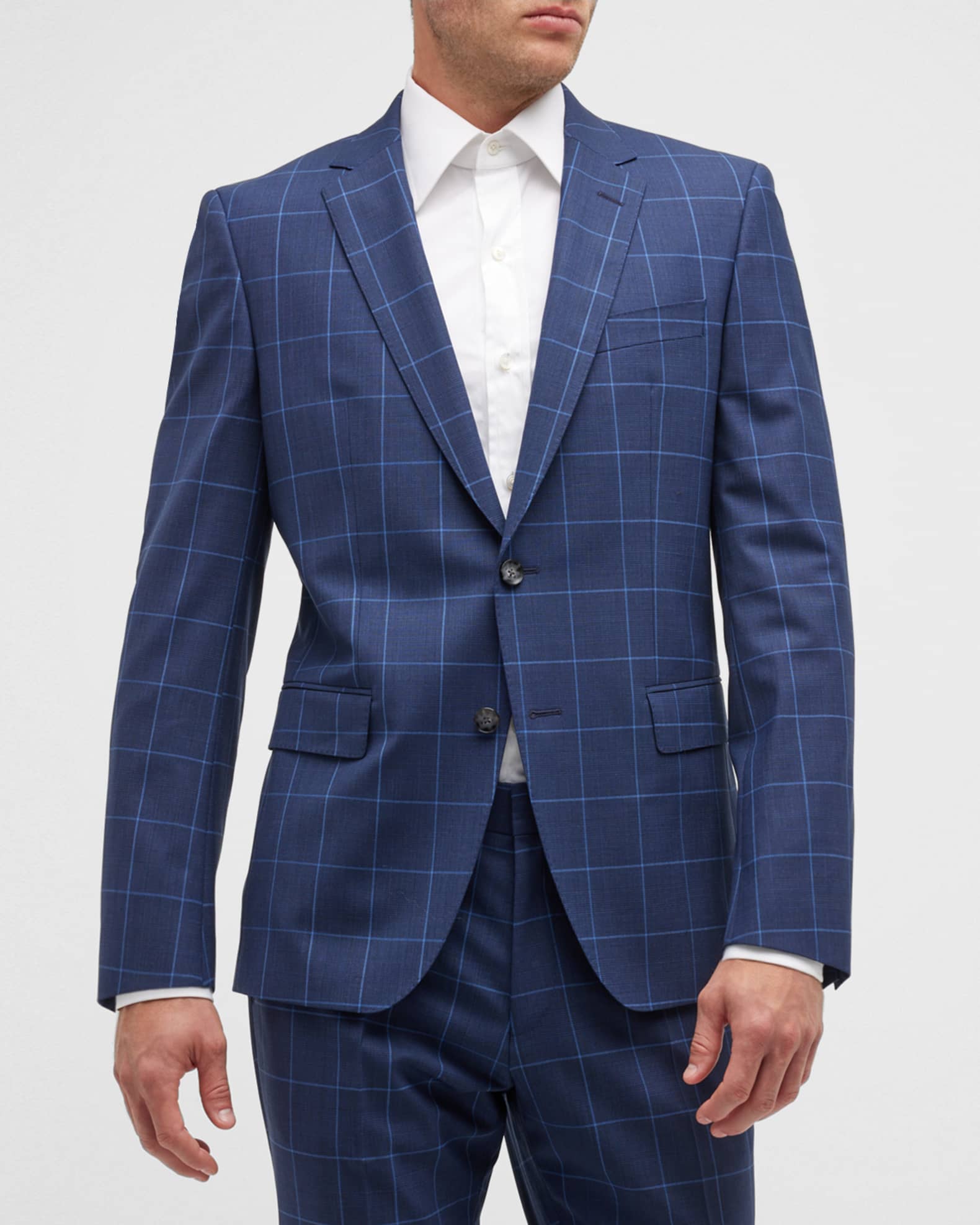 BOSS Men's Windowpane Stretch-Wool Suit | Neiman Marcus