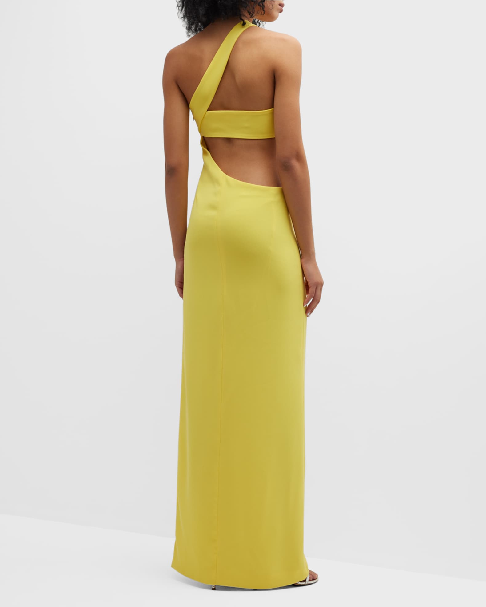 MONOT Cutout One-Shoulder Thigh-Slit Column Gown | Neiman Marcus