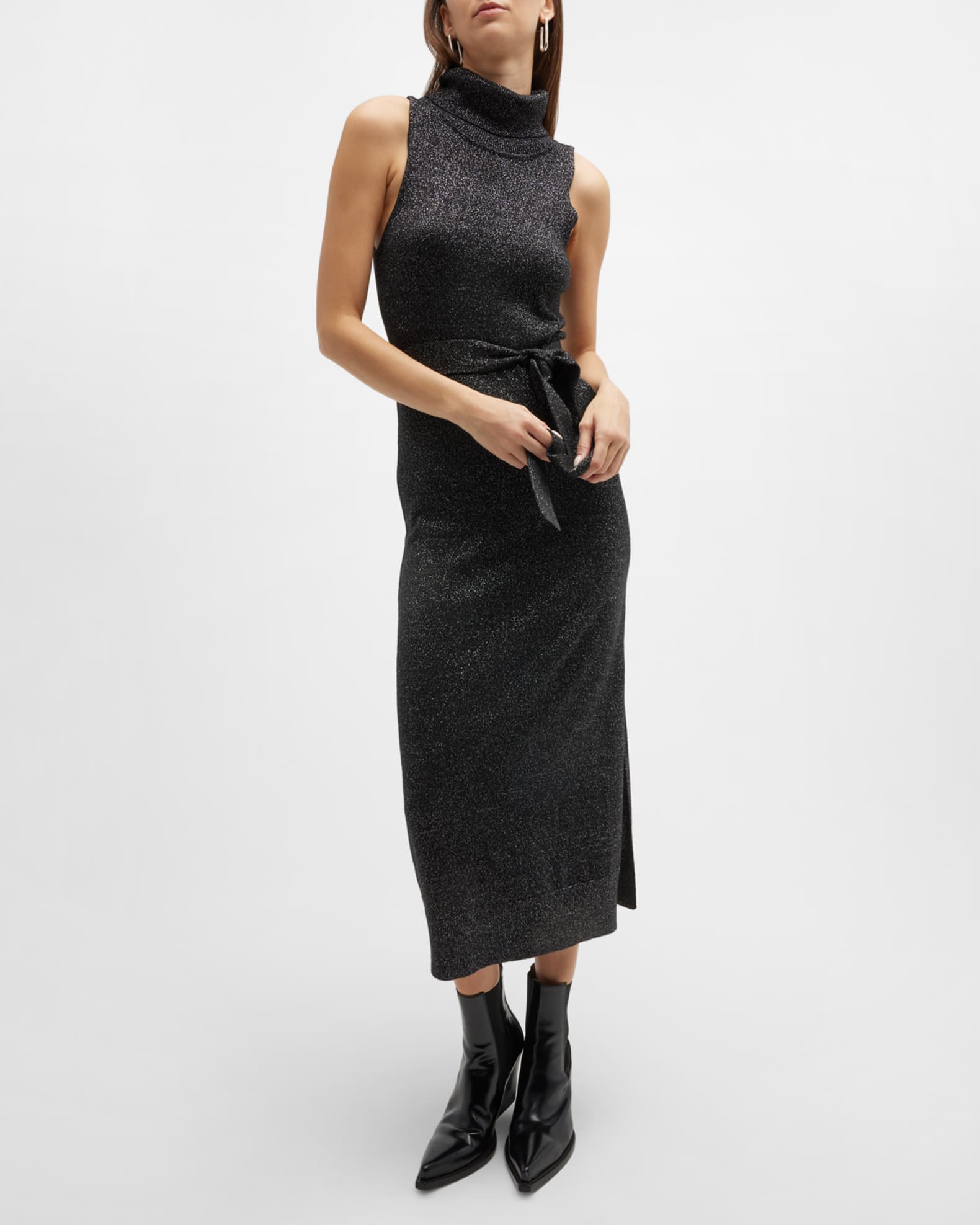 PAIGE Zoelle Metallic Turtleneck Sweater Dress | Neiman Marcus