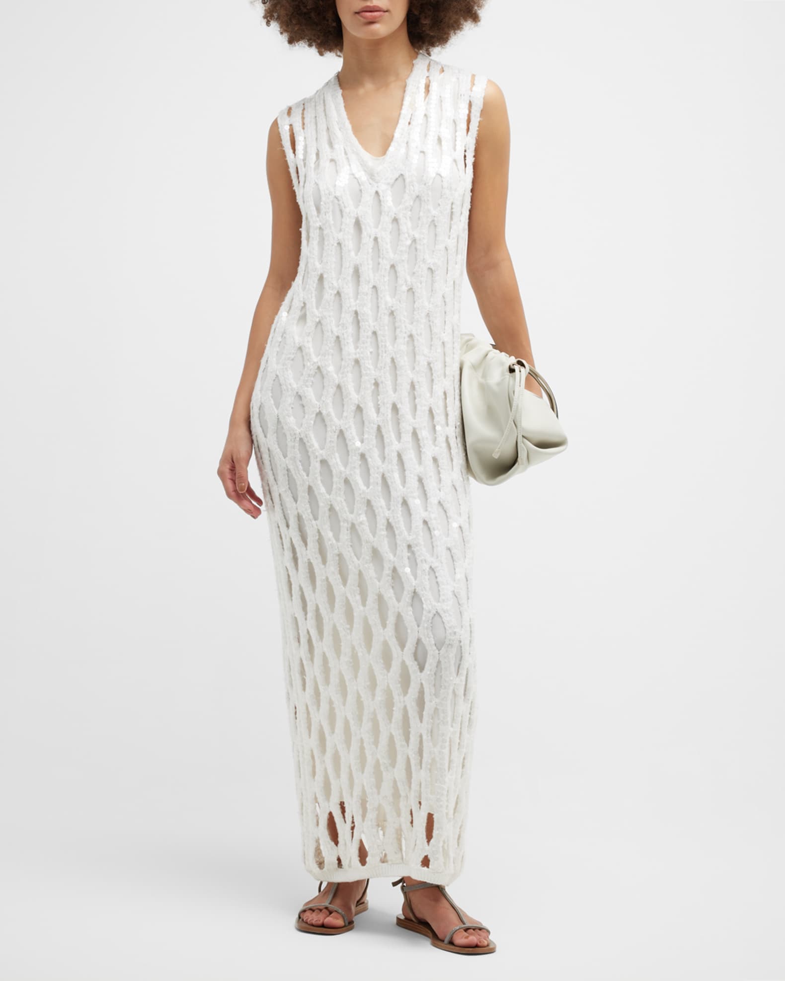 Brunello Cucinelli Couture Ribbon-Effect Knit Sheath Dress | Neiman Marcus
