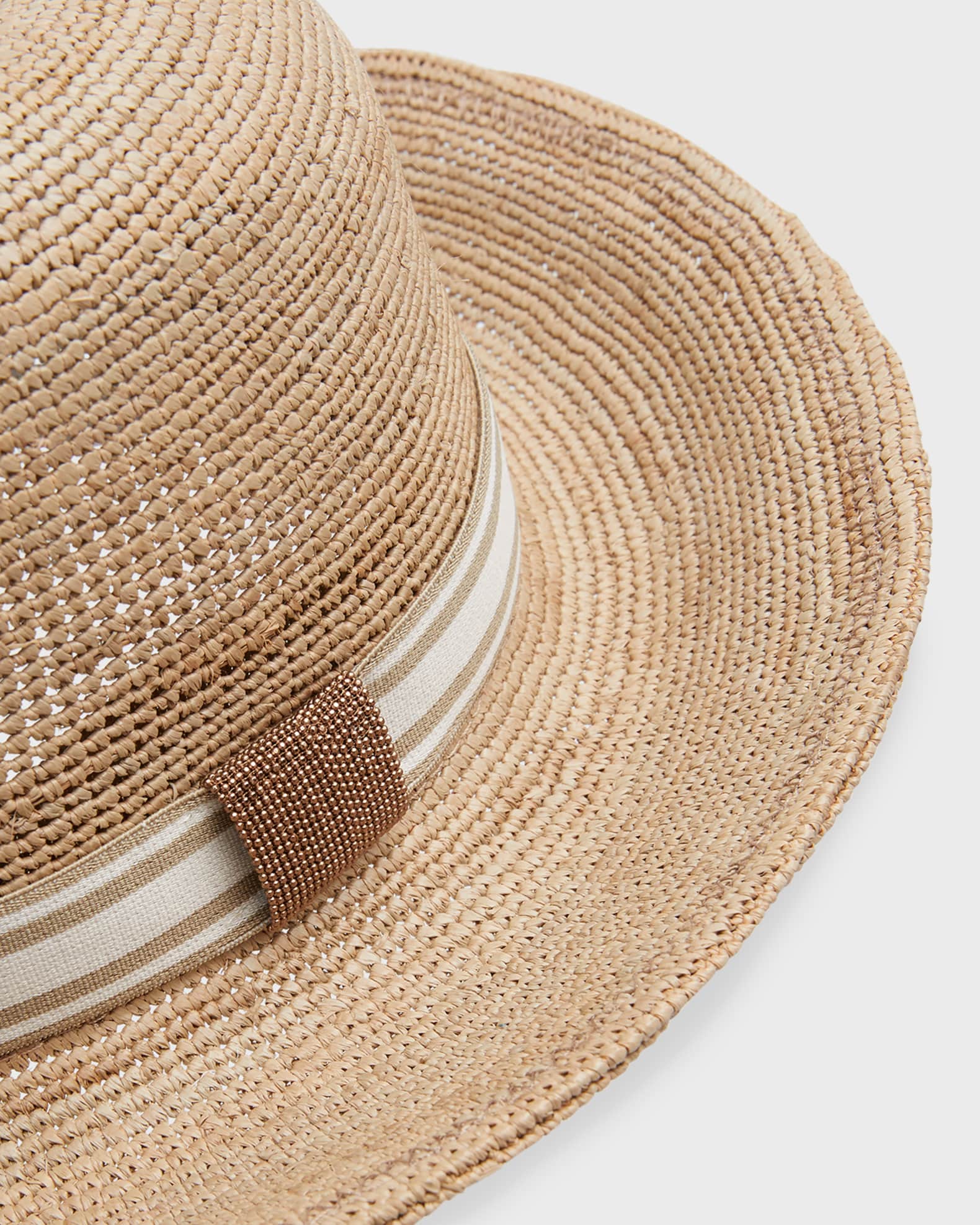 Brunello Cucinelli Raffia Bucket Hat with Monili Detail | Neiman Marcus