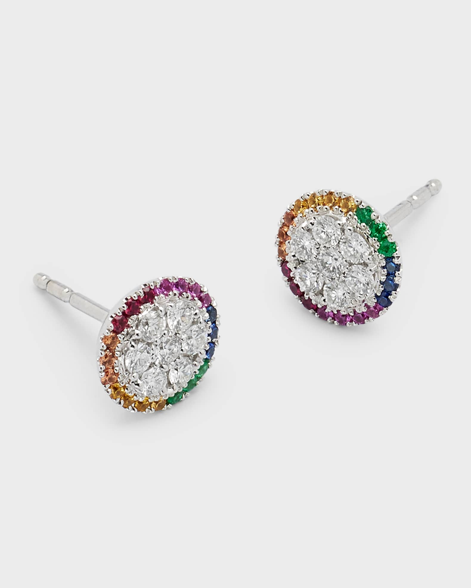 Frederic Sage Firenze II 18k White Gold Diamond & Sapphire Earrrings | Neiman Marcus