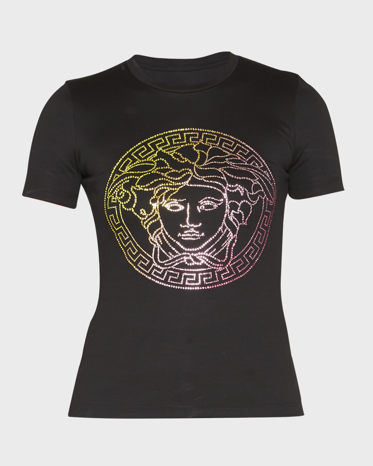 Versace Rainbow Strass Medusa Logo T-Shirt | Neiman Marcus