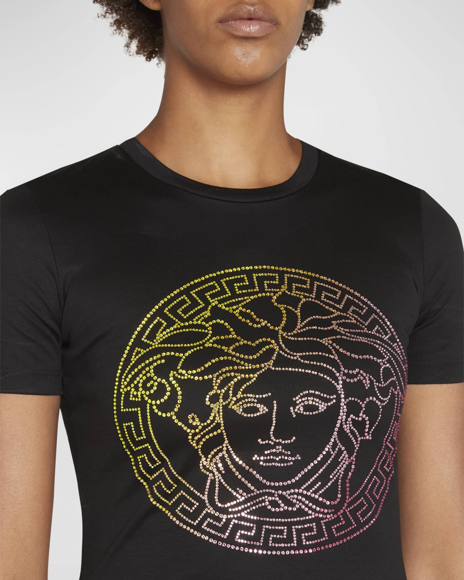 Versace Rainbow Strass Medusa Logo T-Shirt | Neiman Marcus