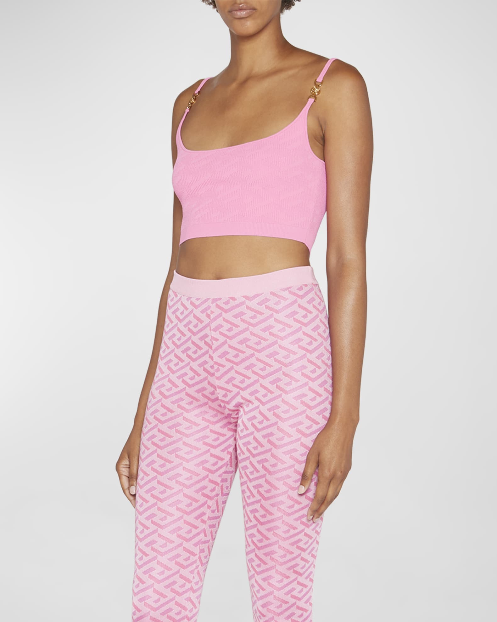 Versace Knit Top w/ Logo Detail | Neiman Marcus