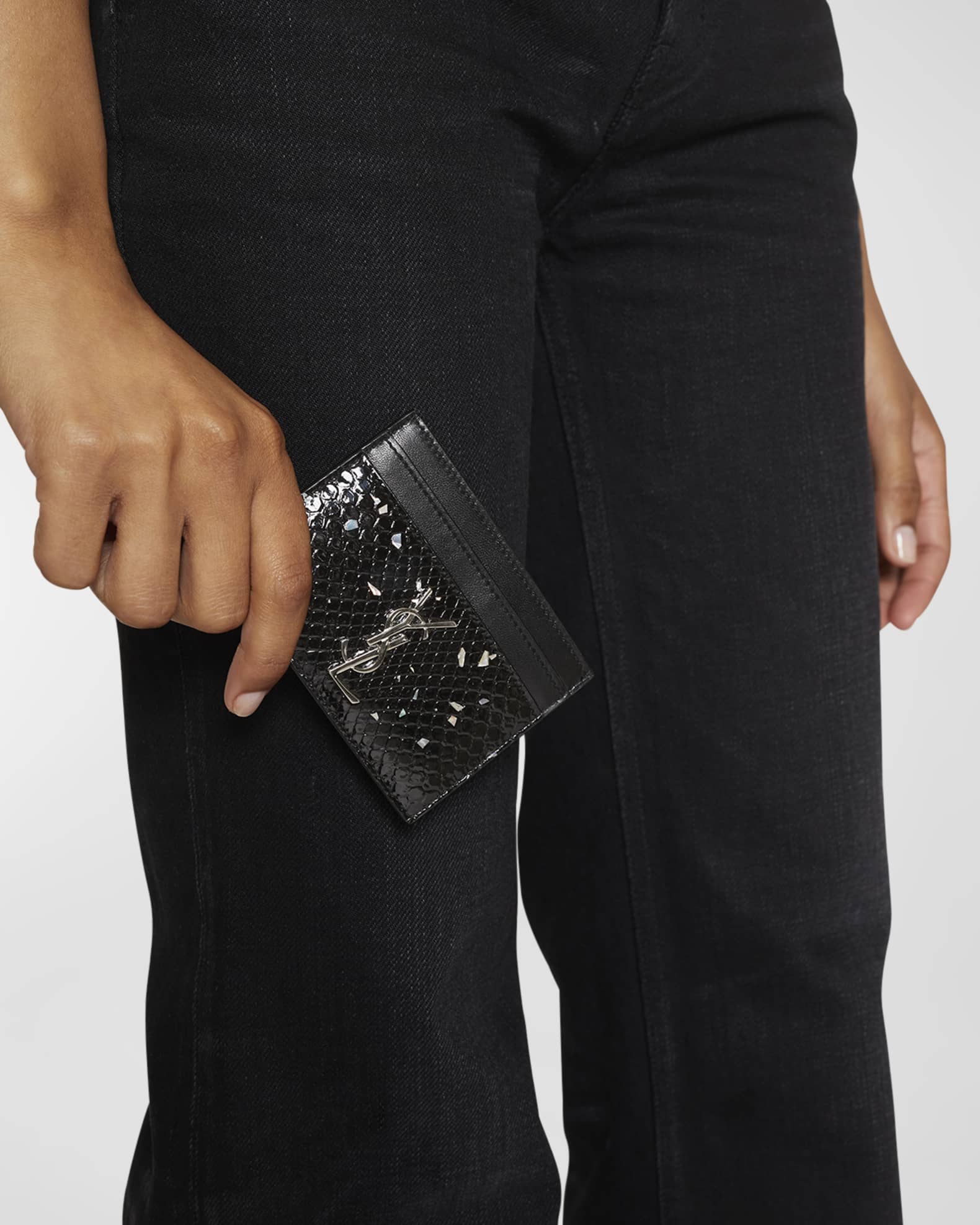 Saint Laurent YSL Monogram Card Case in Python | Neiman Marcus