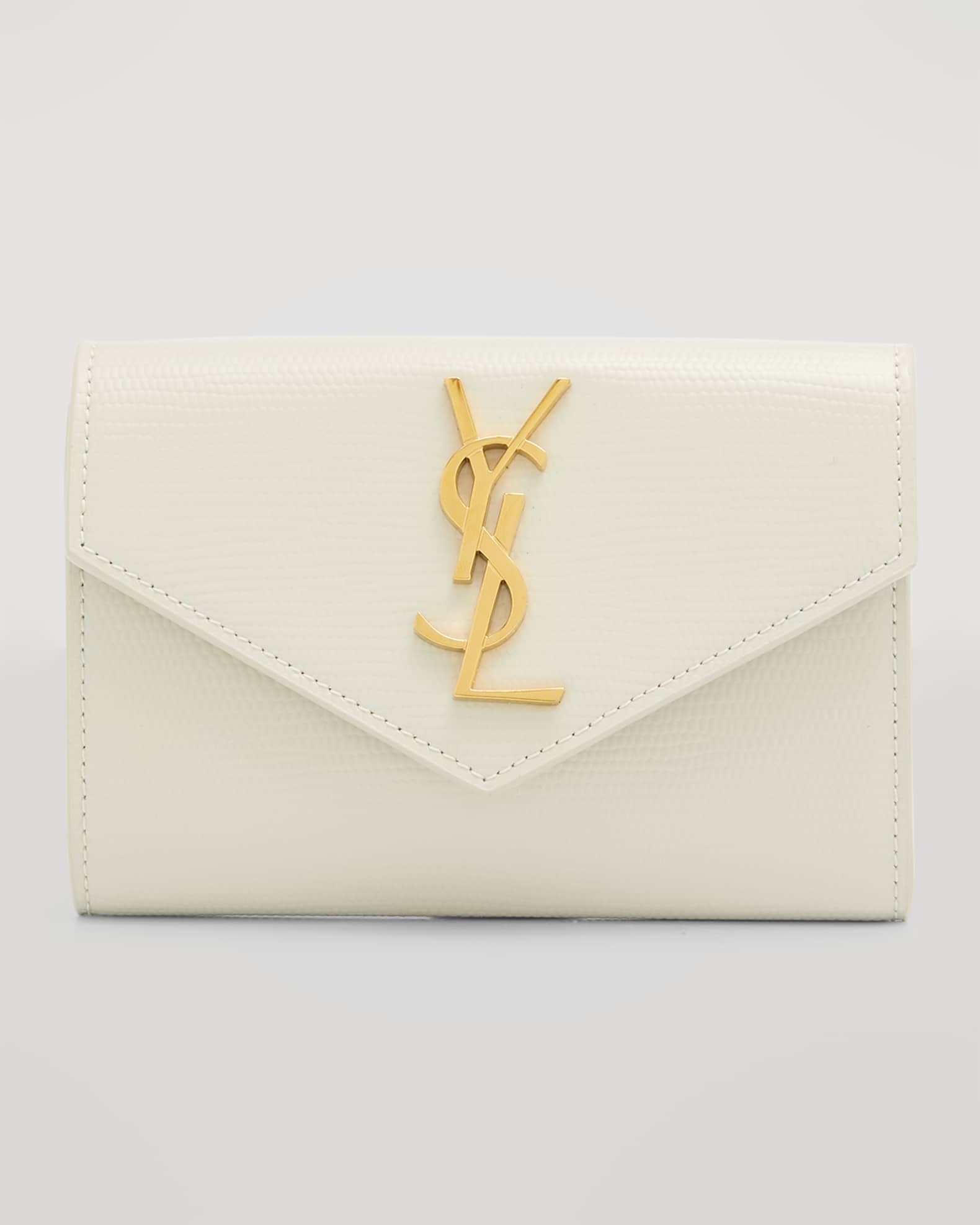 Saint Laurent YSL Monogram Small Flap Wallet in Snake-Embossed Leather ...