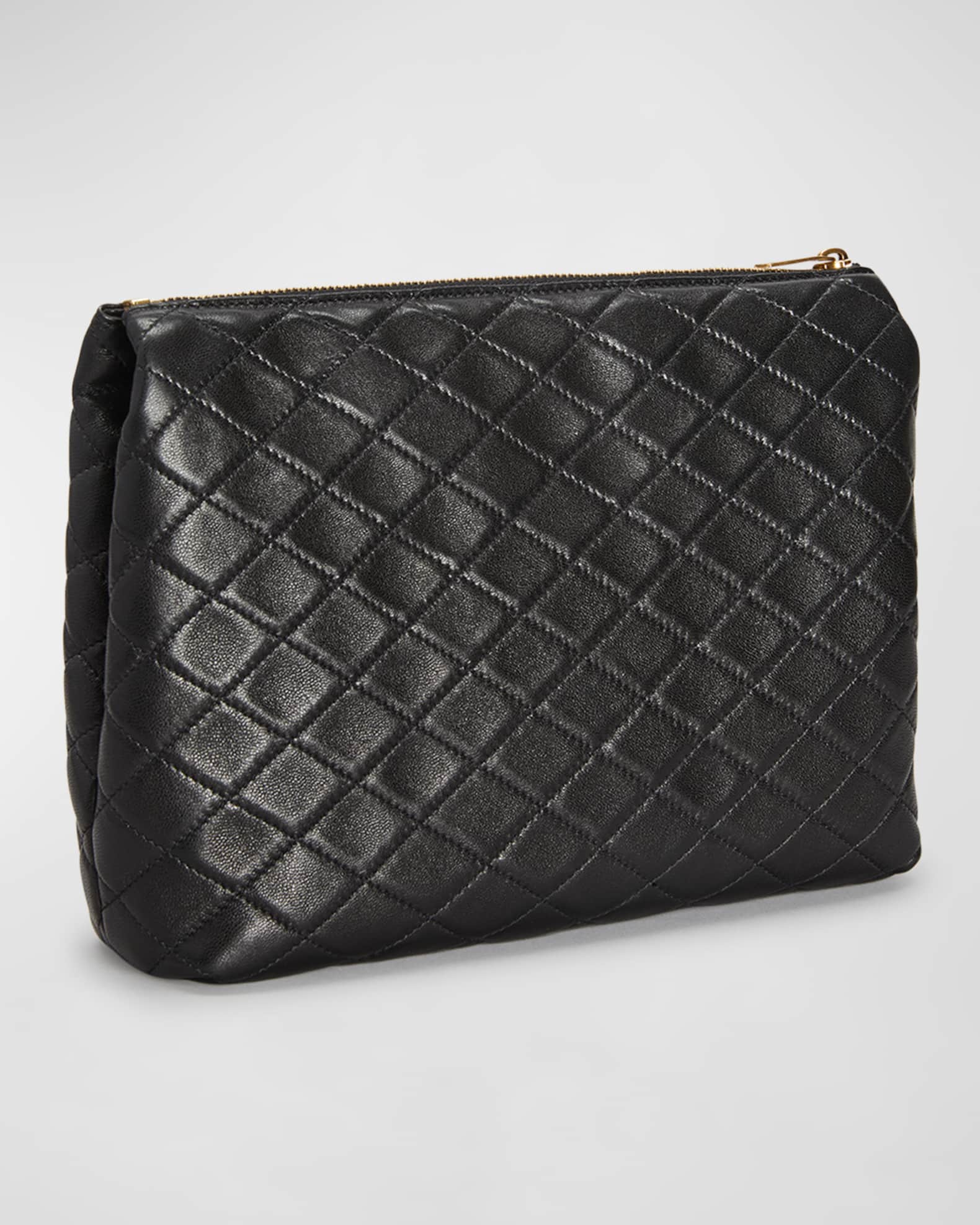 Saint Laurent YSL Quilted Leather Cosmetic Bag | Neiman Marcus