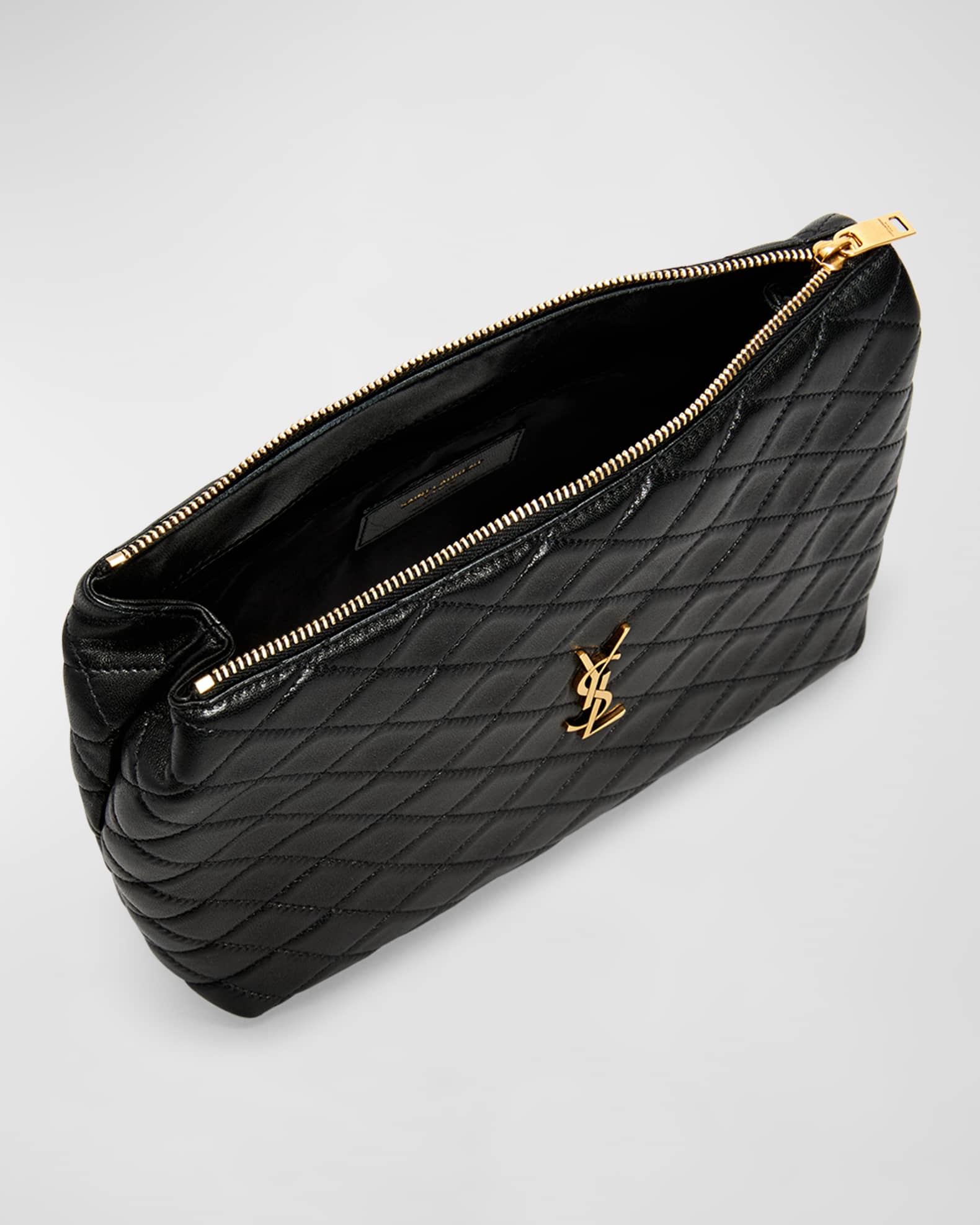 Saint Laurent YSL Quilted Leather Cosmetic Bag | Neiman Marcus