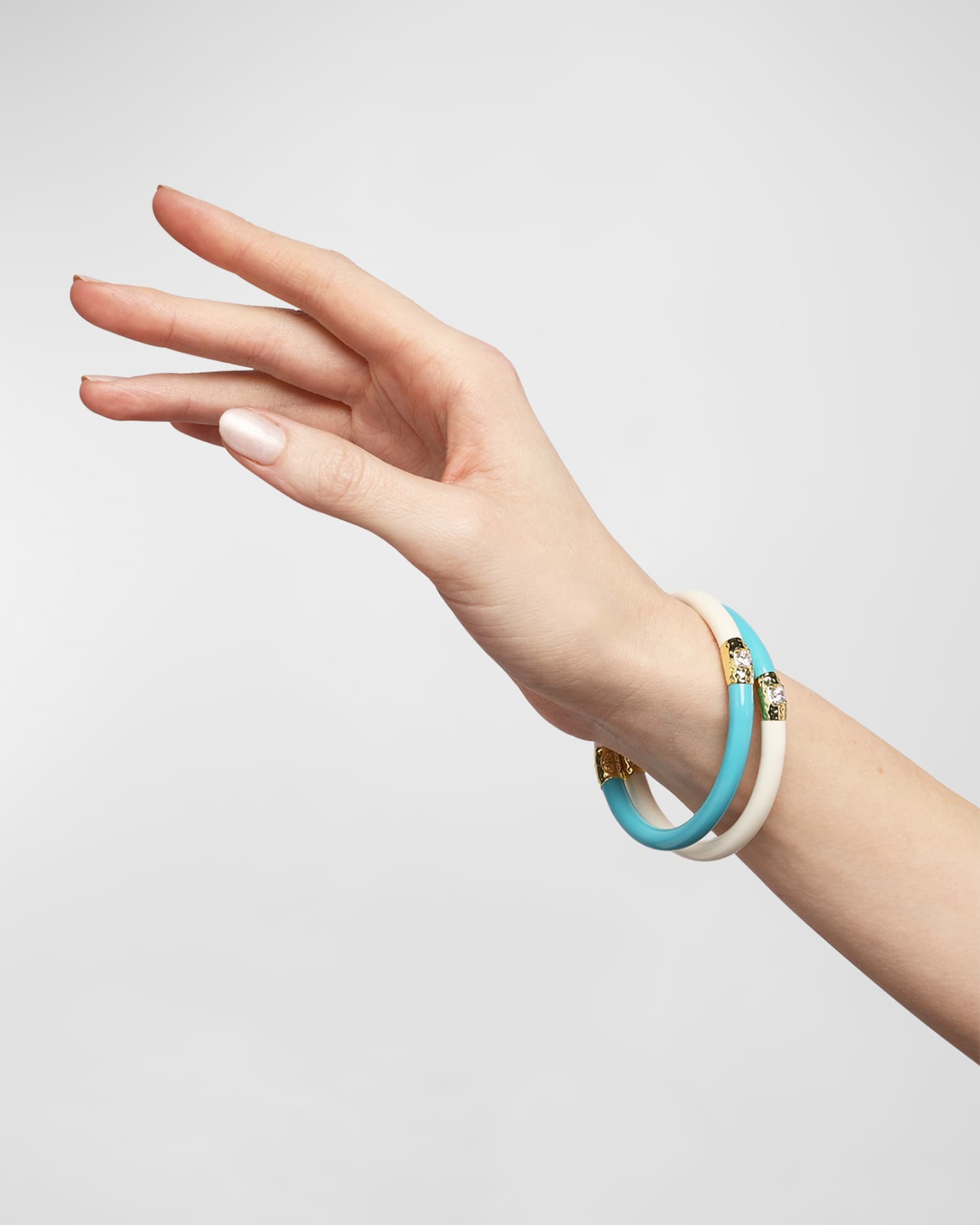 BuDhaGirl Yin & Yang All Weather Bangles, Turquoise/Ivory | Neiman Marcus