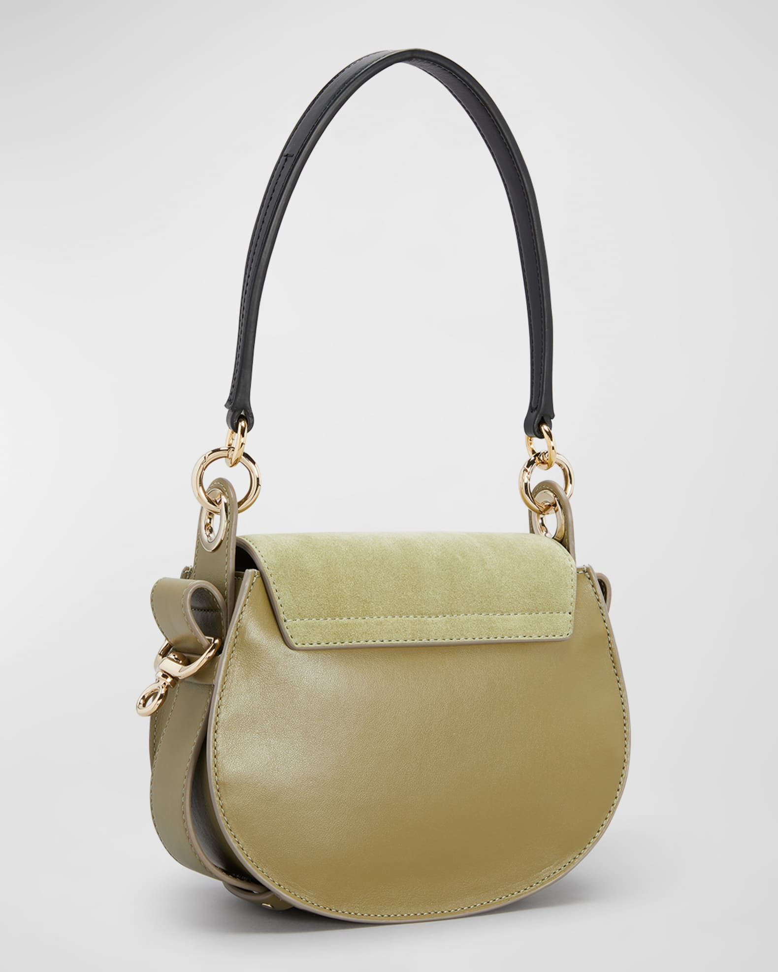 Chloe Tess Small Mix Leather Saddle Crossbody Bag | Neiman Marcus