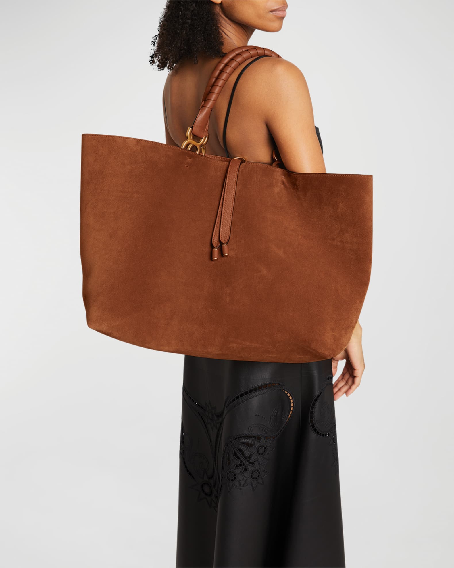 Chloe Marcie Large Suede Tote Bag | Neiman Marcus