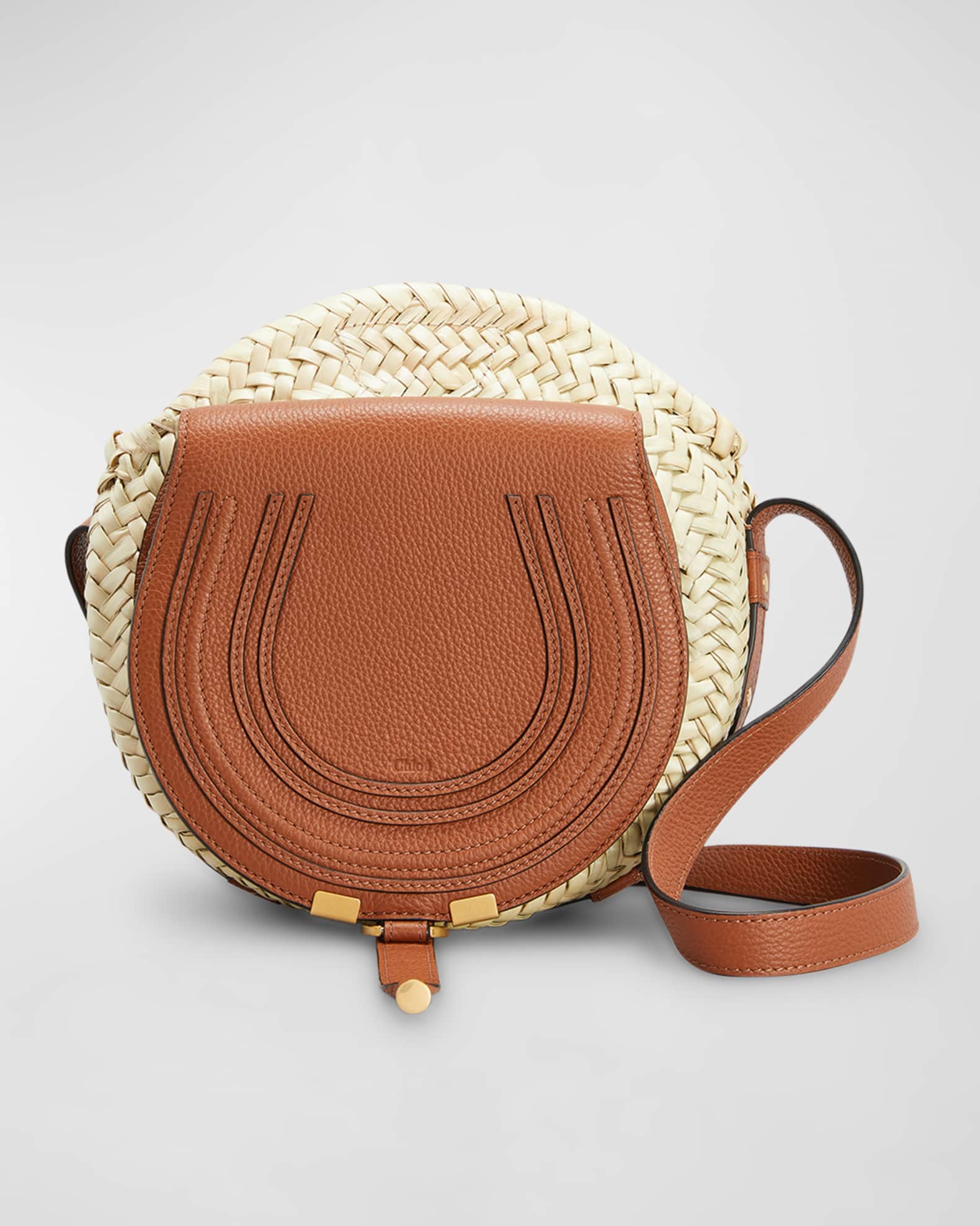 Chloe Marcie Raffia & Leather Crossbody Bag | Neiman Marcus