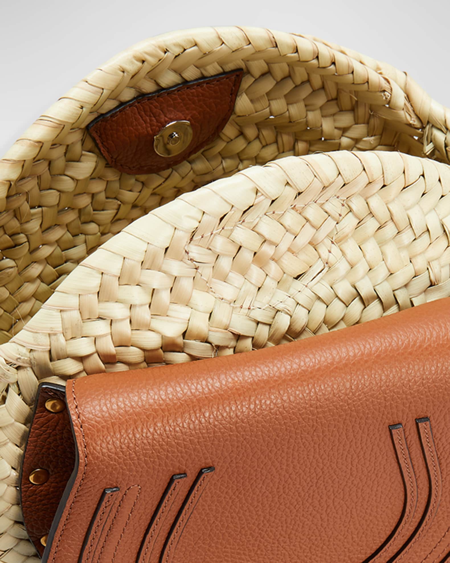 Chloe Marcie Raffia & Leather Crossbody Bag | Neiman Marcus