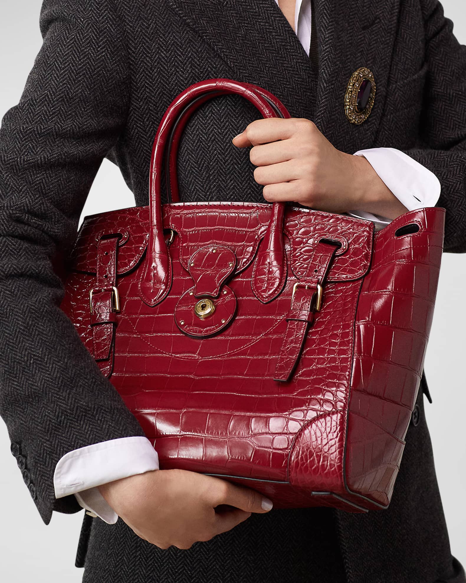 Ralph Lauren Collection Ricky 33 Alligator Top-Handle Bag | Neiman Marcus