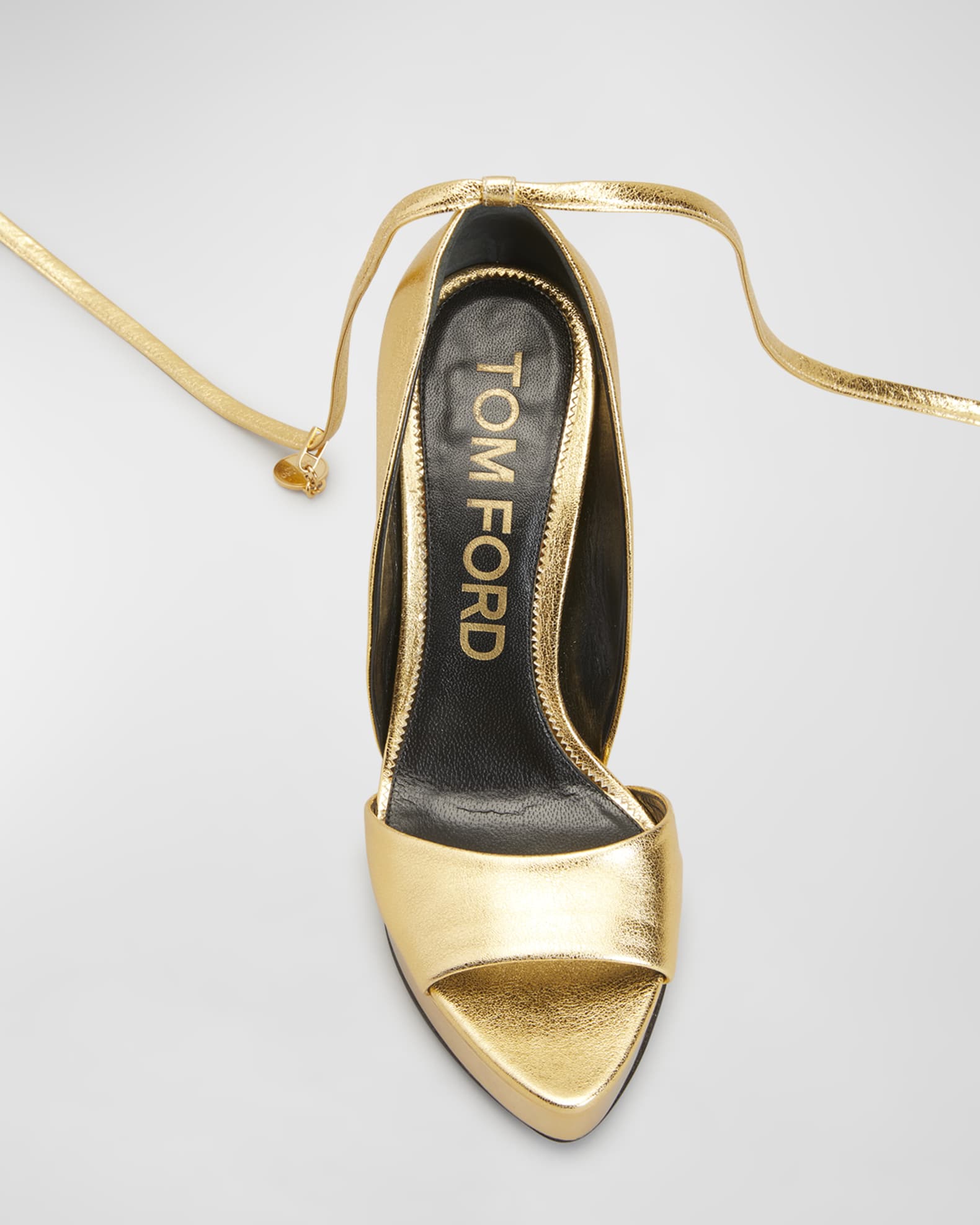 Tom Ford Metallic Ankle Wrap Platform Sandals Neiman Marcus