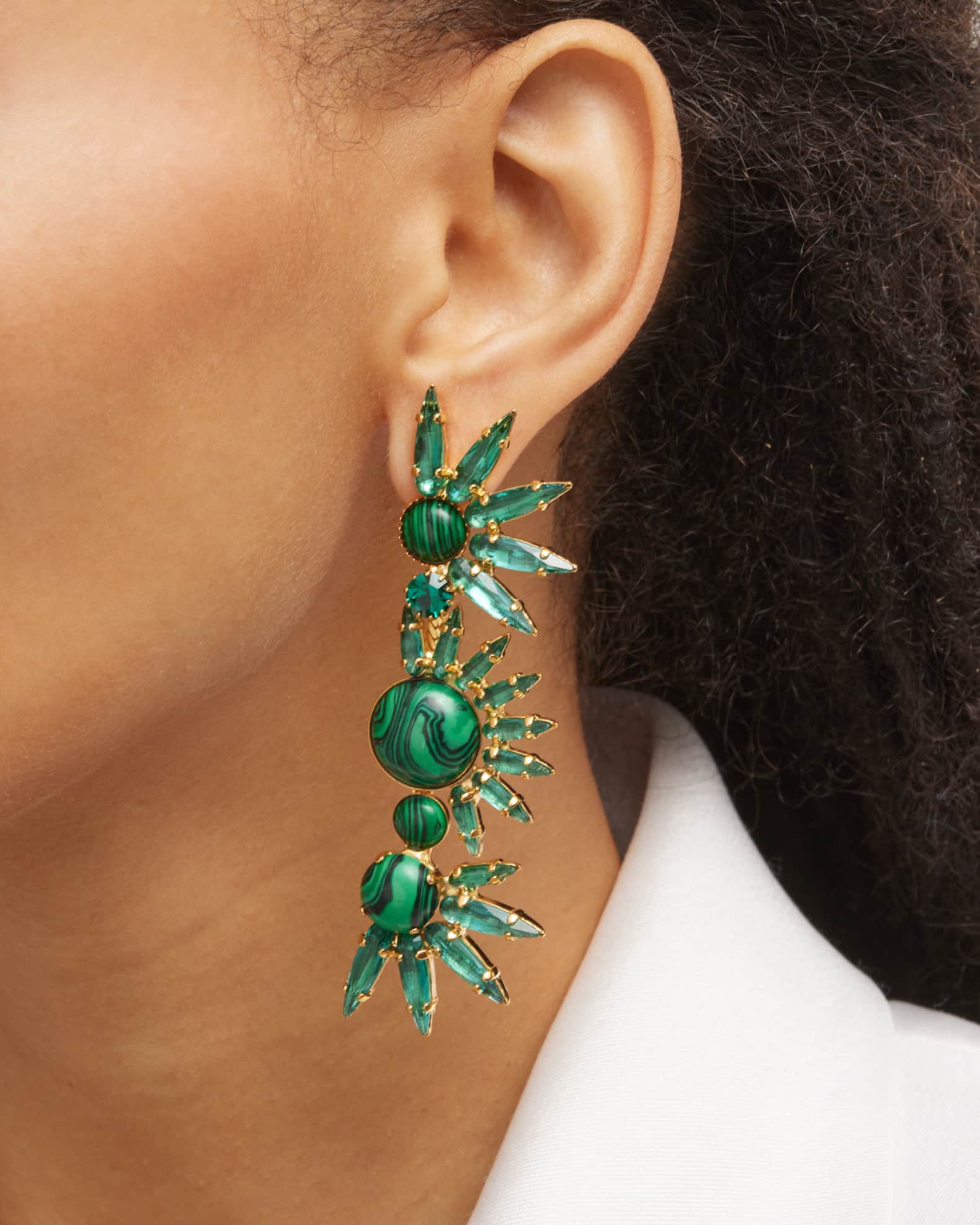 Elizabeth Cole Livy 24k Gold-Plated & Crystal Earrings | Neiman Marcus