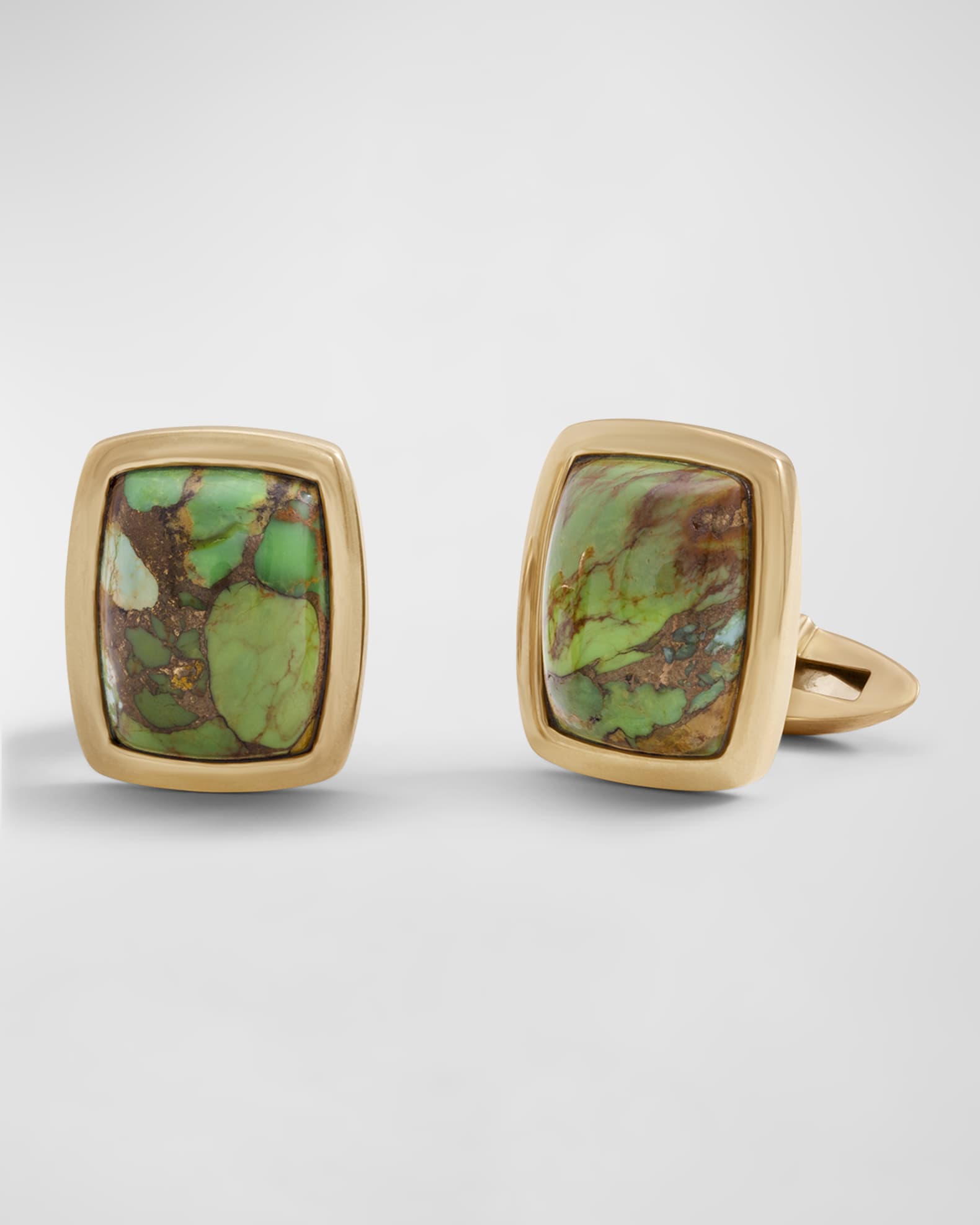 Jorge Adeler Men's 18K Rose Gold Green Turquoise Cufflinks | Neiman Marcus