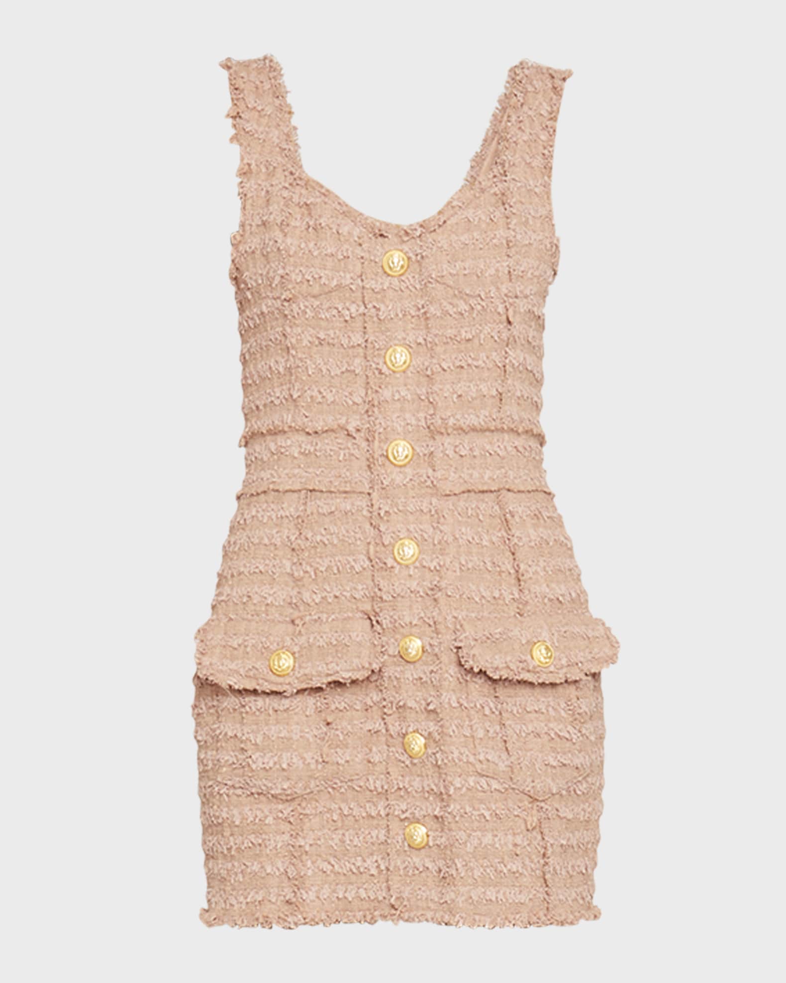 Balmain Tweed Button-Front Mini Dress | Neiman Marcus