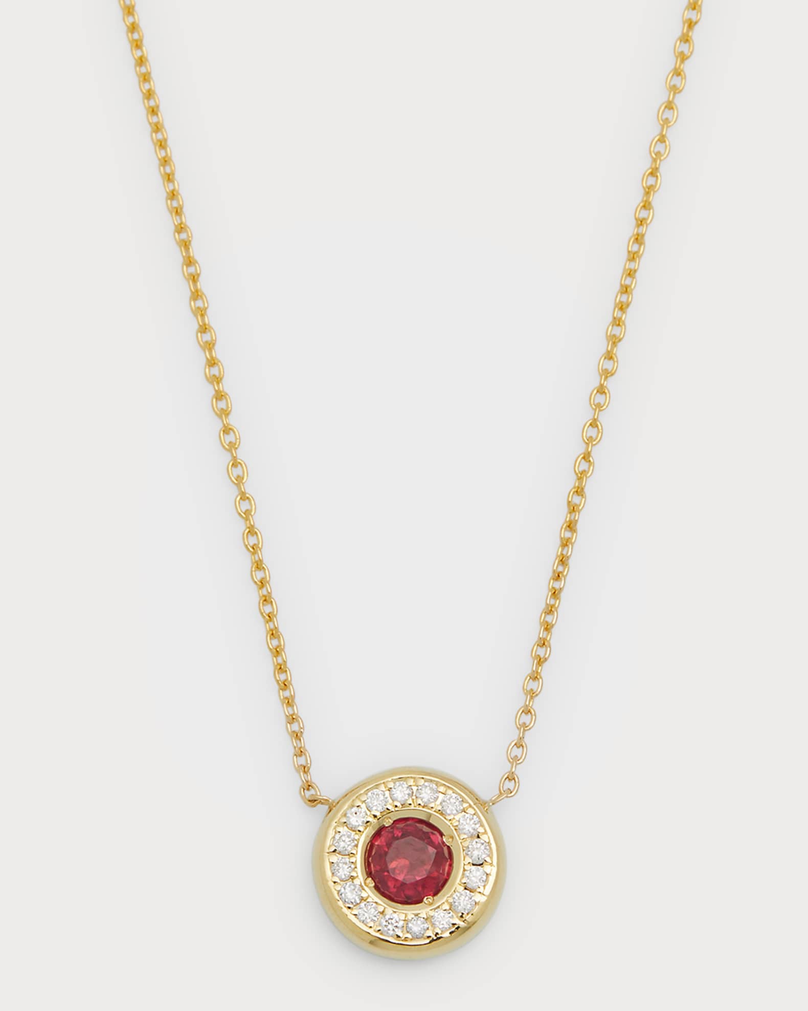 Roberto Coin 18K Gold Ruby Pendant Necklace with Diamond Halo | Neiman ...