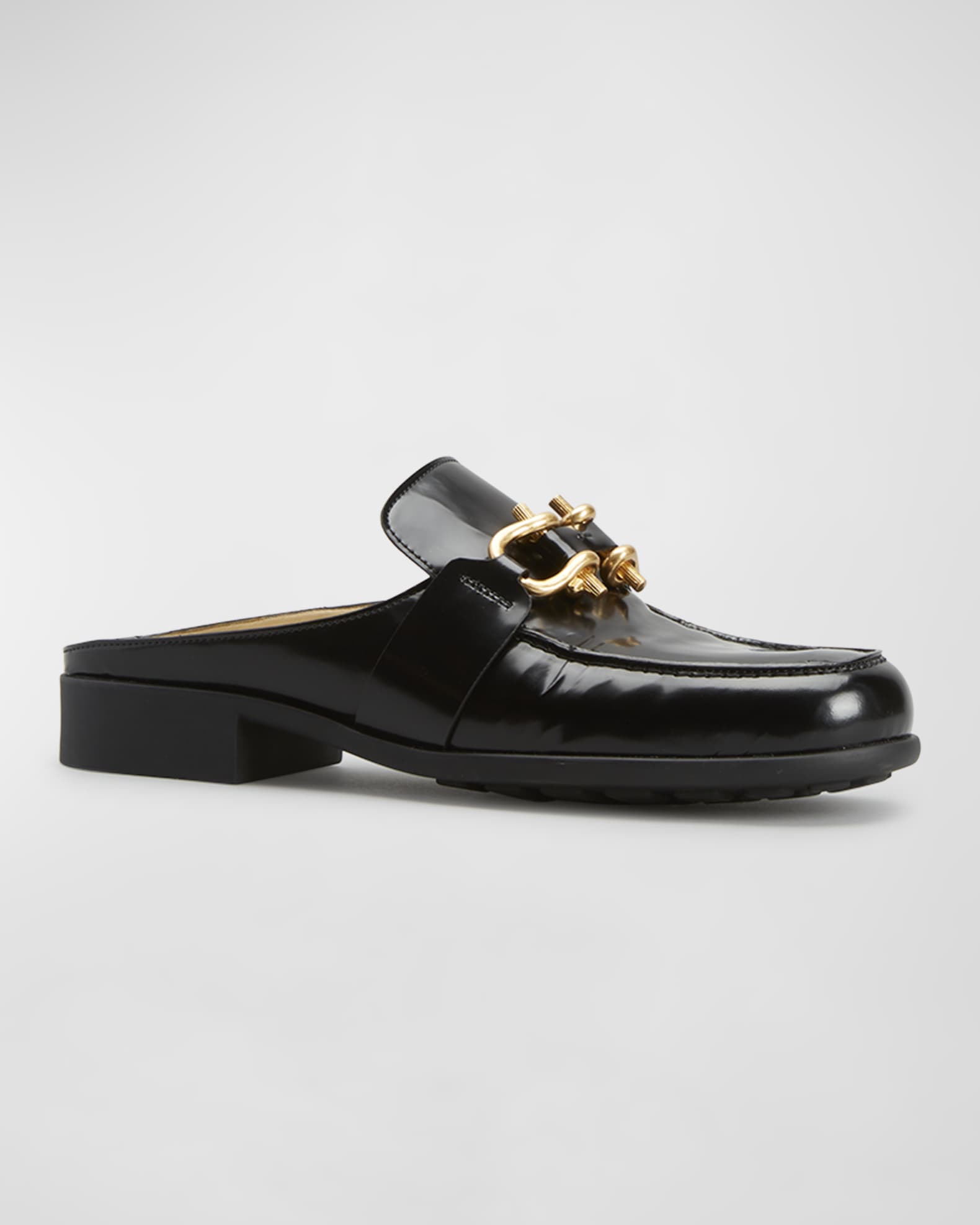 Bottega Veneta Monsieur Calfskin Chain Mule Loafers | Neiman Marcus