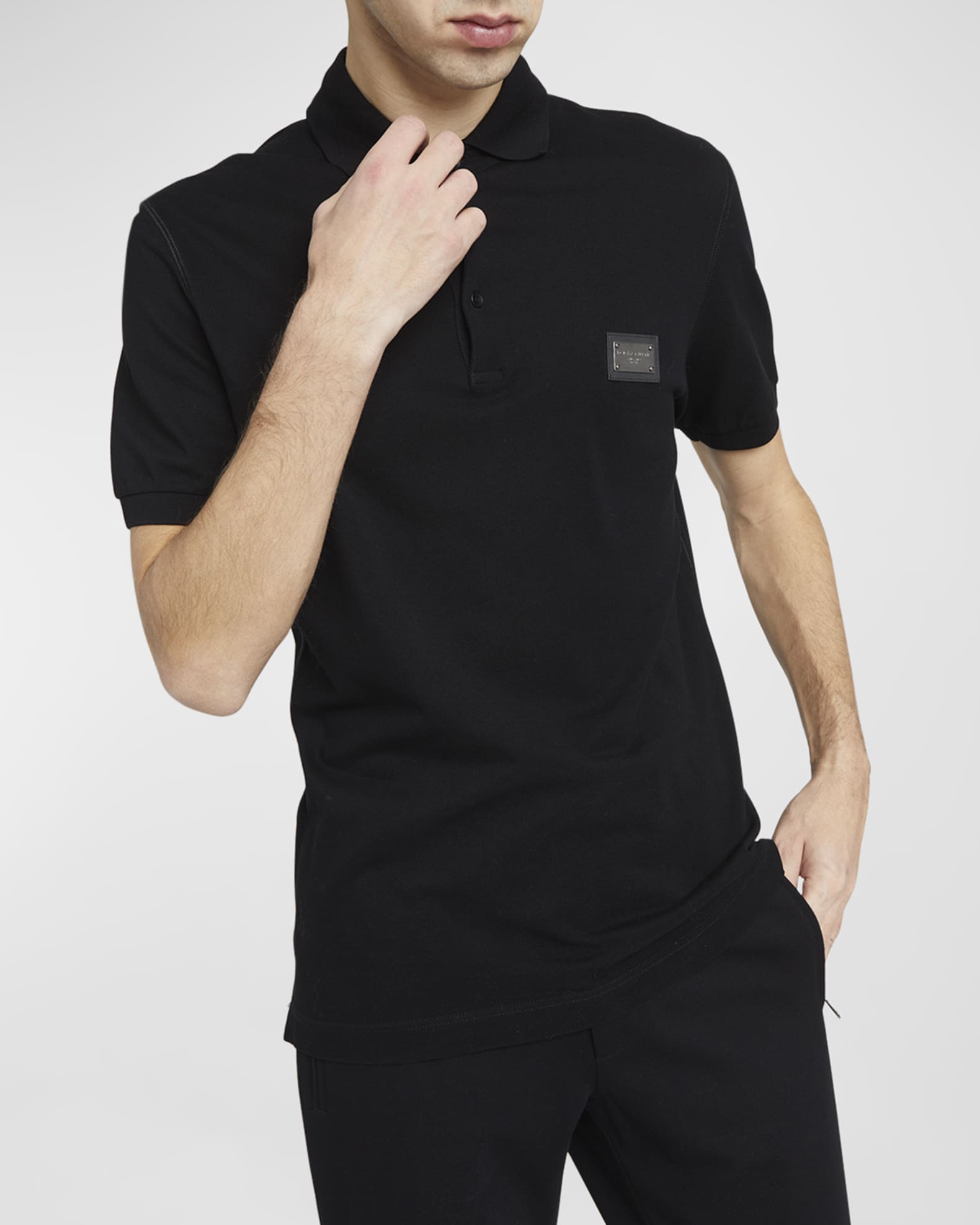 Dolce&Gabbana Men's Basic Polo Shirt with Logo Plaque | Neiman Marcus