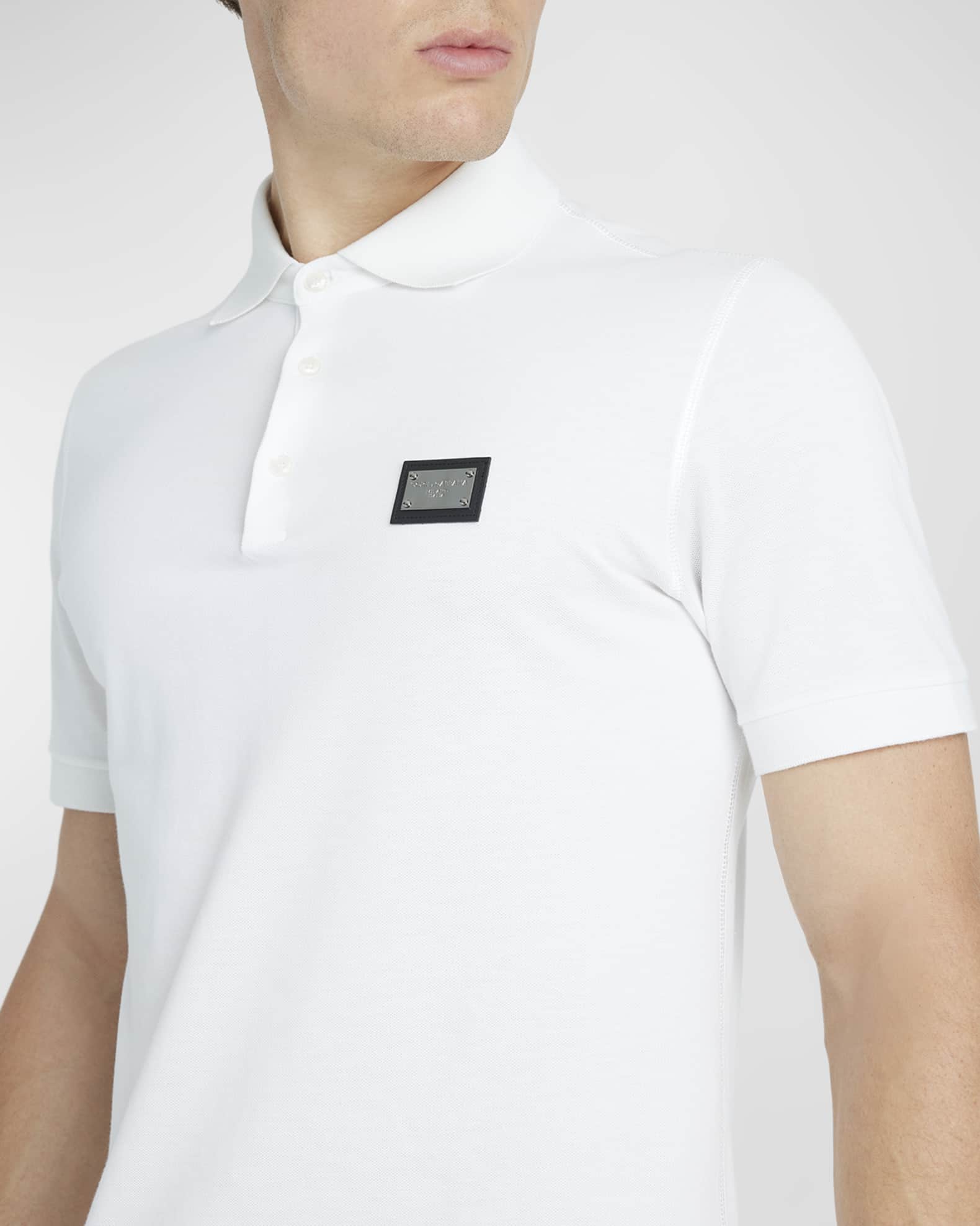 Men's Basic Polo Shirt with Logo Plaque | Neiman Marcus