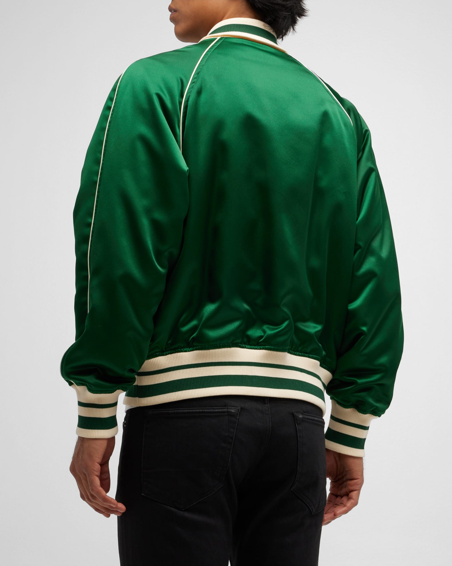 Dolce&Gabbana Men's DG Flower Satin Bomber Jacket | Neiman Marcus