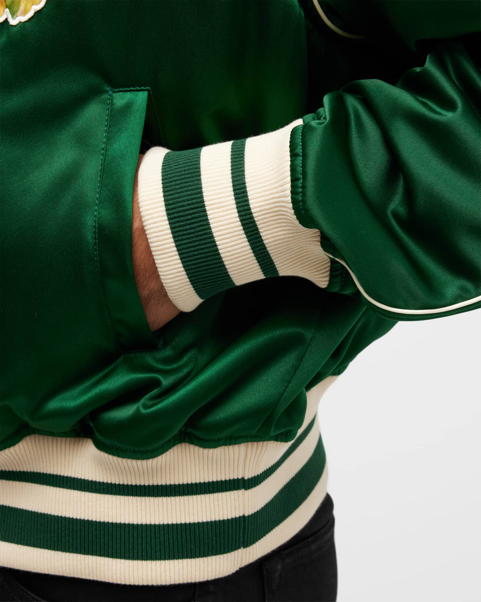 Dolce&Gabbana Men's DG Flower Satin Bomber Jacket | Neiman Marcus