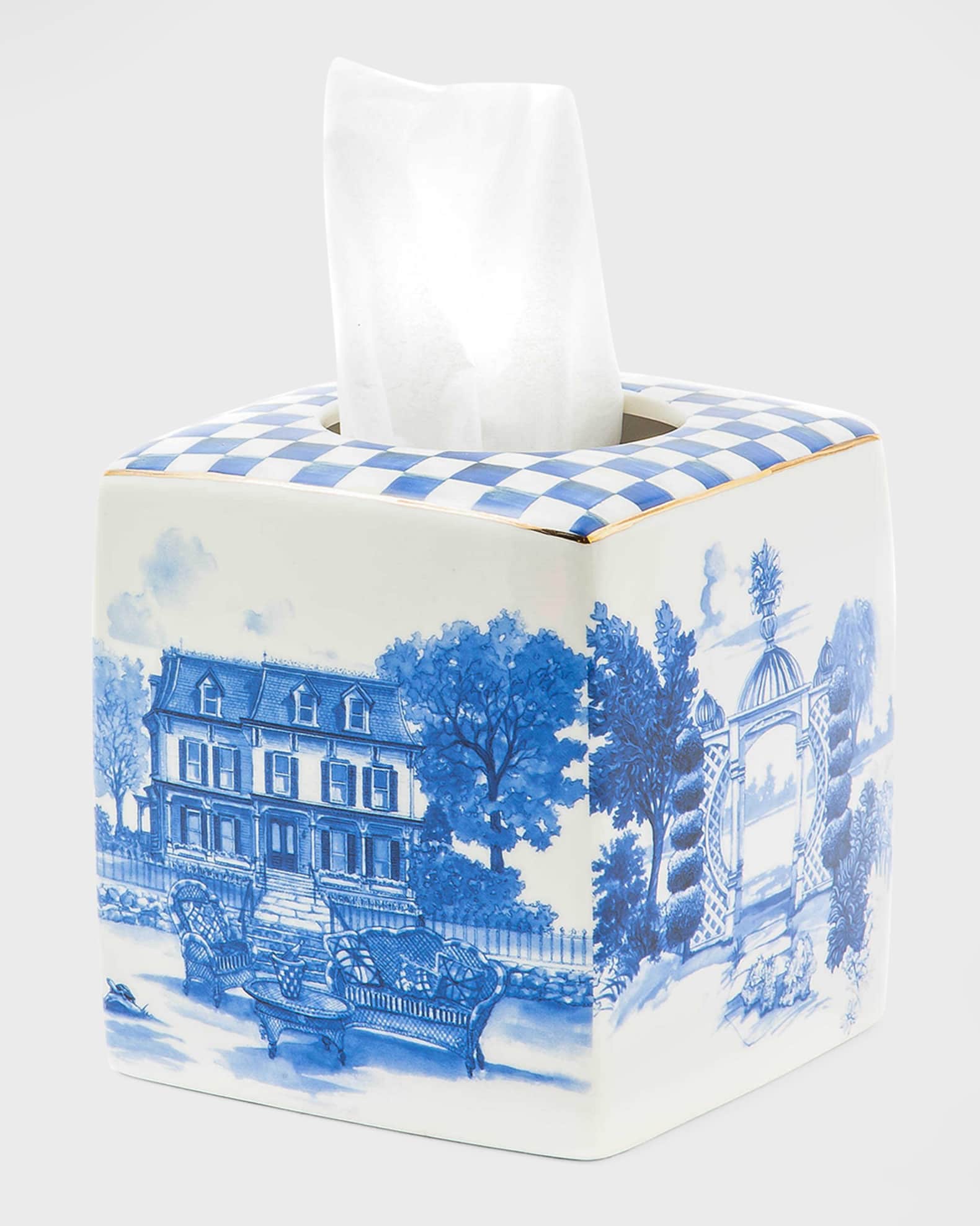 MacKenzie-Childs Royal Toile Tissue Box Holder | Neiman Marcus