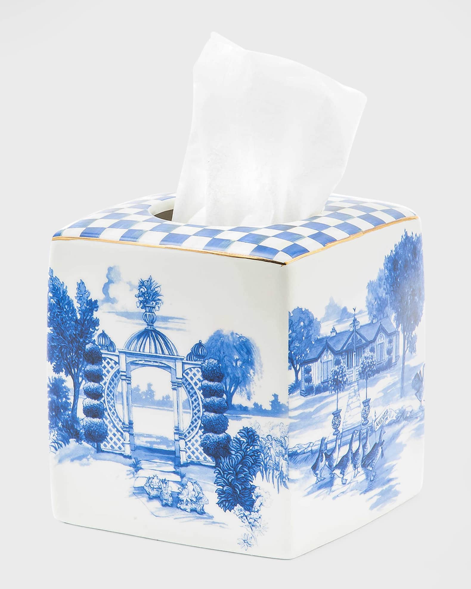 MacKenzie-Childs Royal Toile Tissue Box Holder | Neiman Marcus